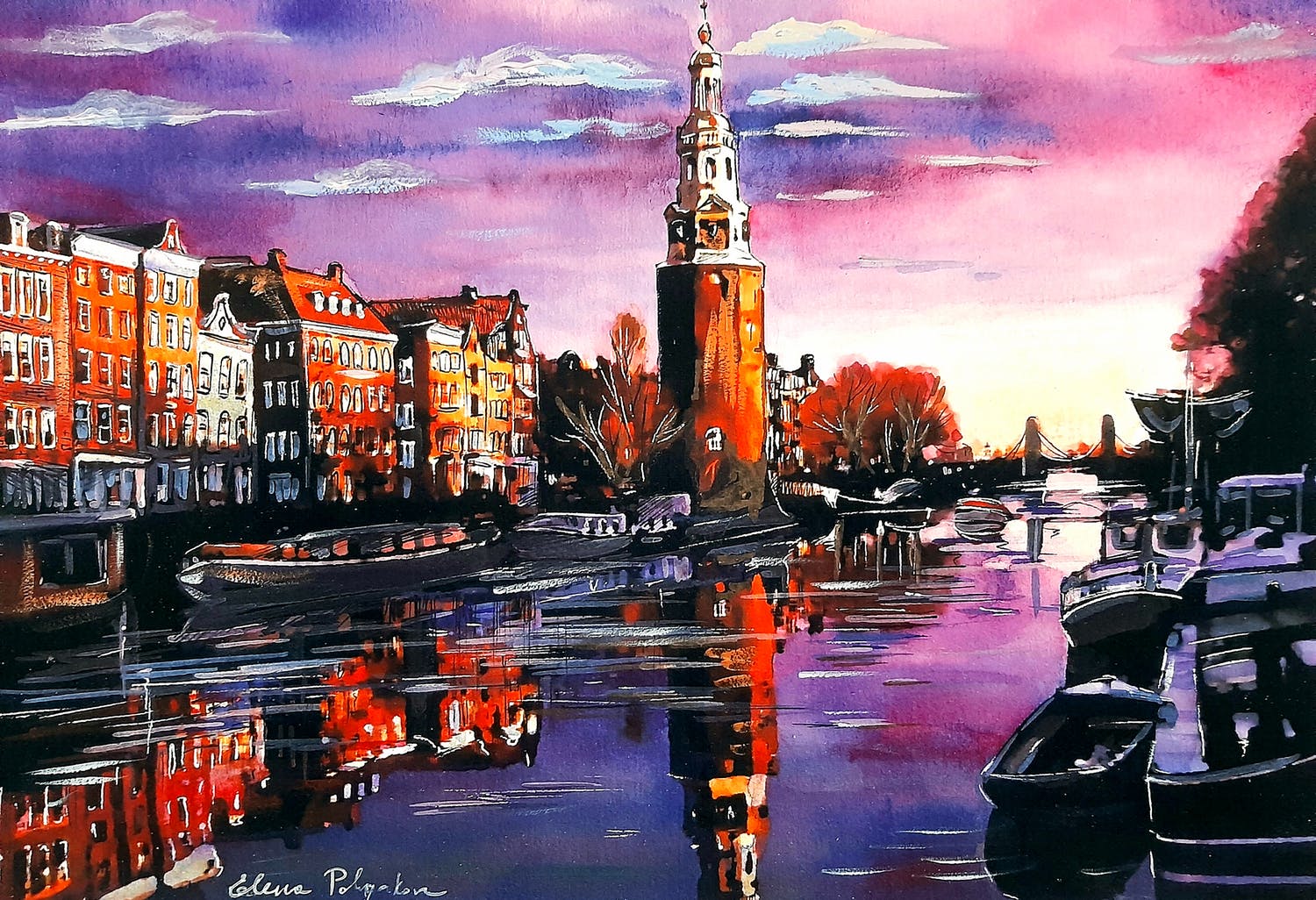Elena Polyakova - Montelbaanstoren in Amsterdam Verkocht | Kunstveiling.nl