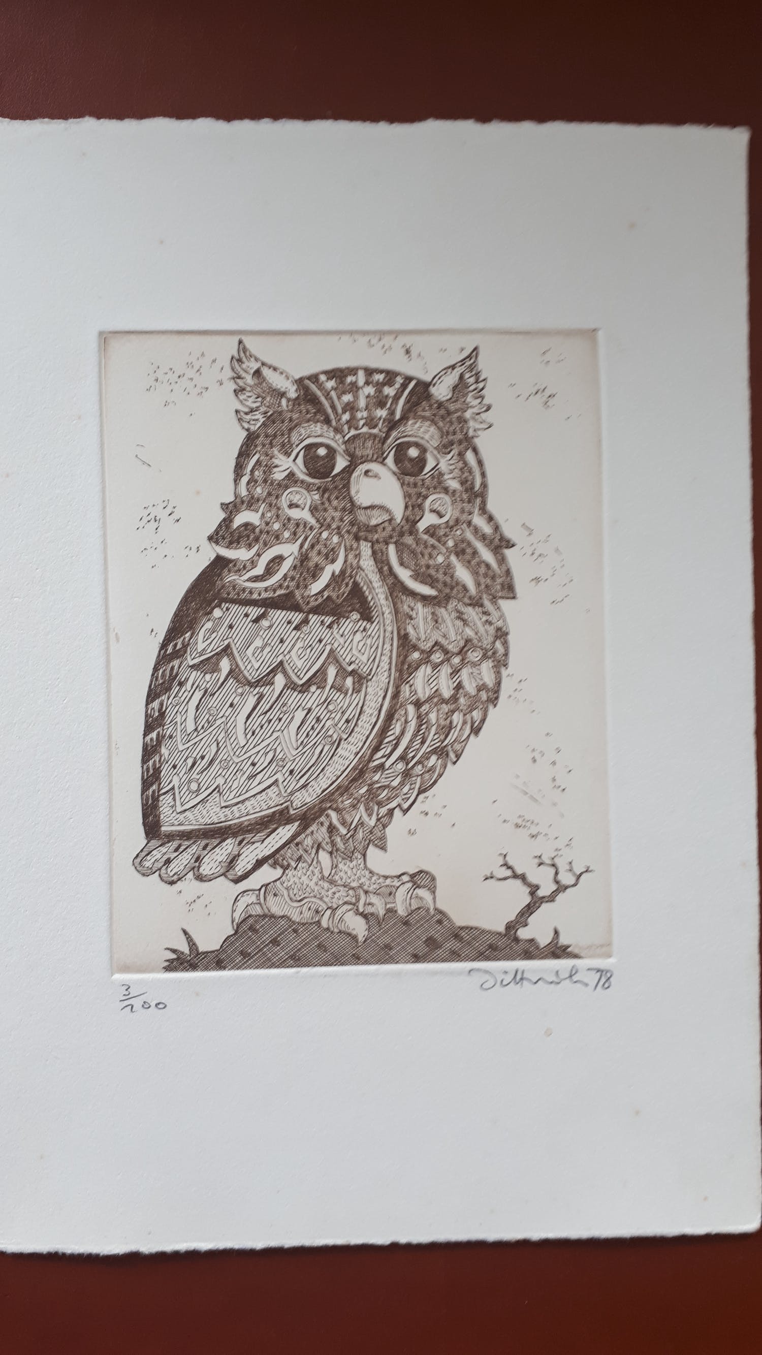 Simon Dittrich - Eule mit Baum Verkocht | Kunstveiling.nl