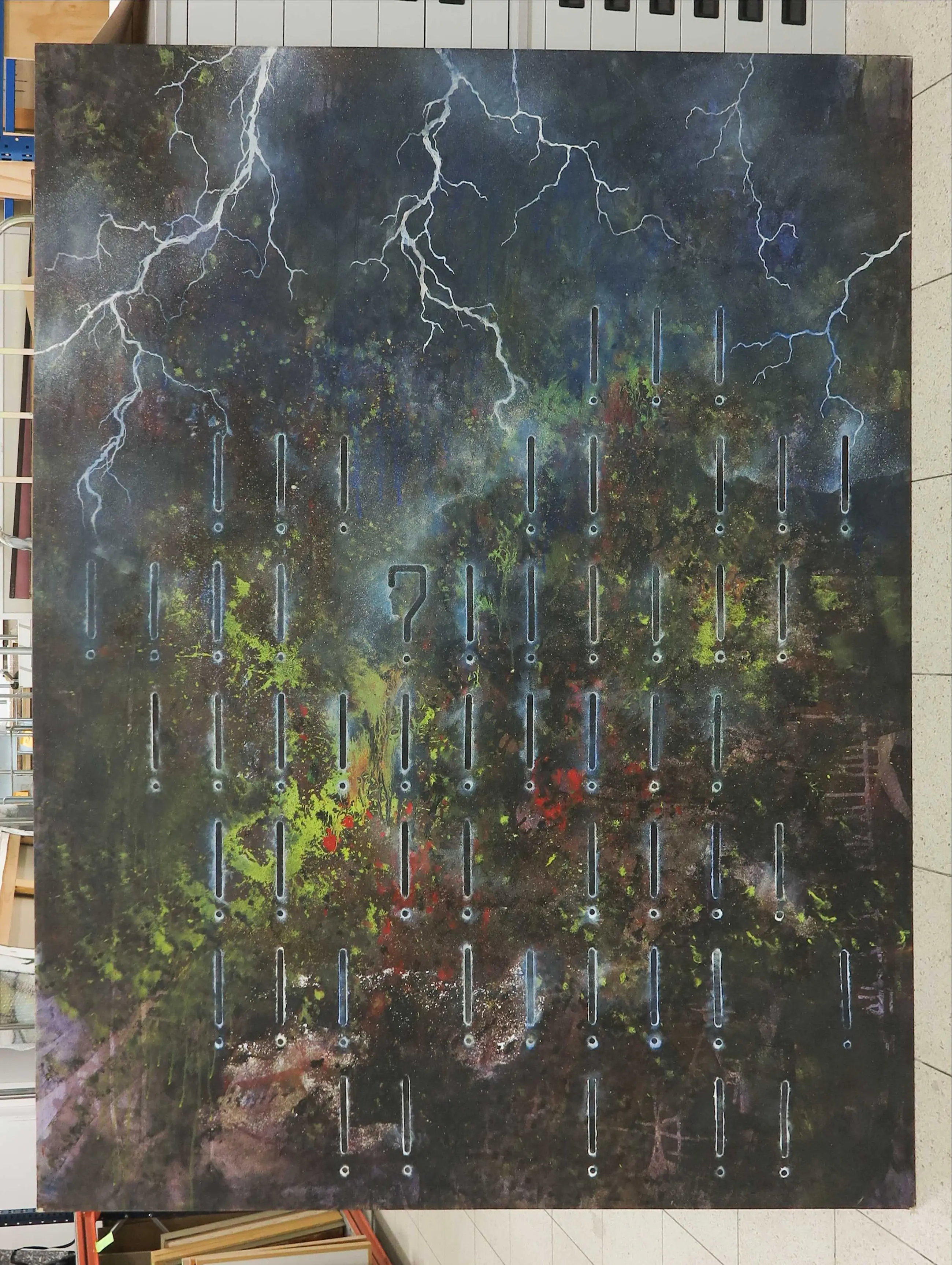 Tim Benjamin - Acryl op doek, Dr. Frankenstein searching the graveyard ...