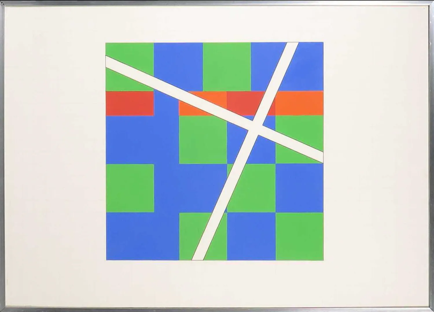 Paul Combrink - Gouache op karton, Kruiselings vormproces met ...