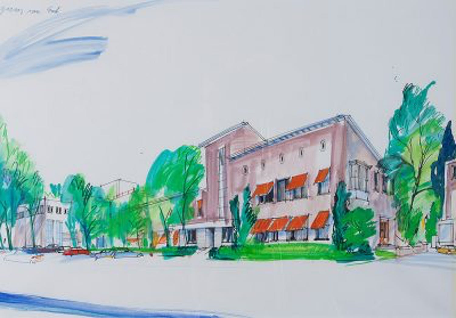 Guus van Eck - Centraal Ziekenfonds Sittard - Gouache op papier ...