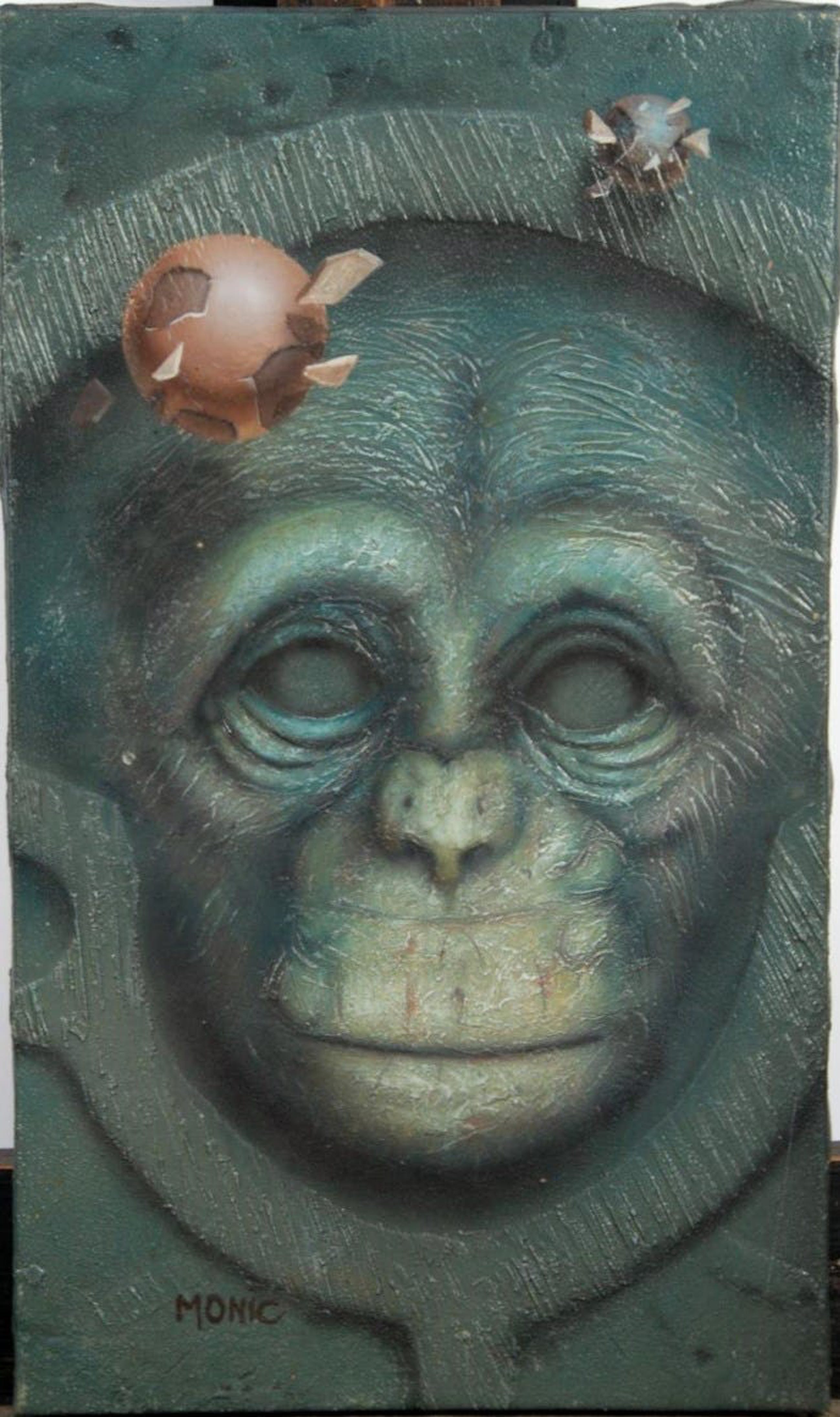 Daniel Monic - OLIE OP DOEK "AAP" Verkocht | Kunstveiling.nl