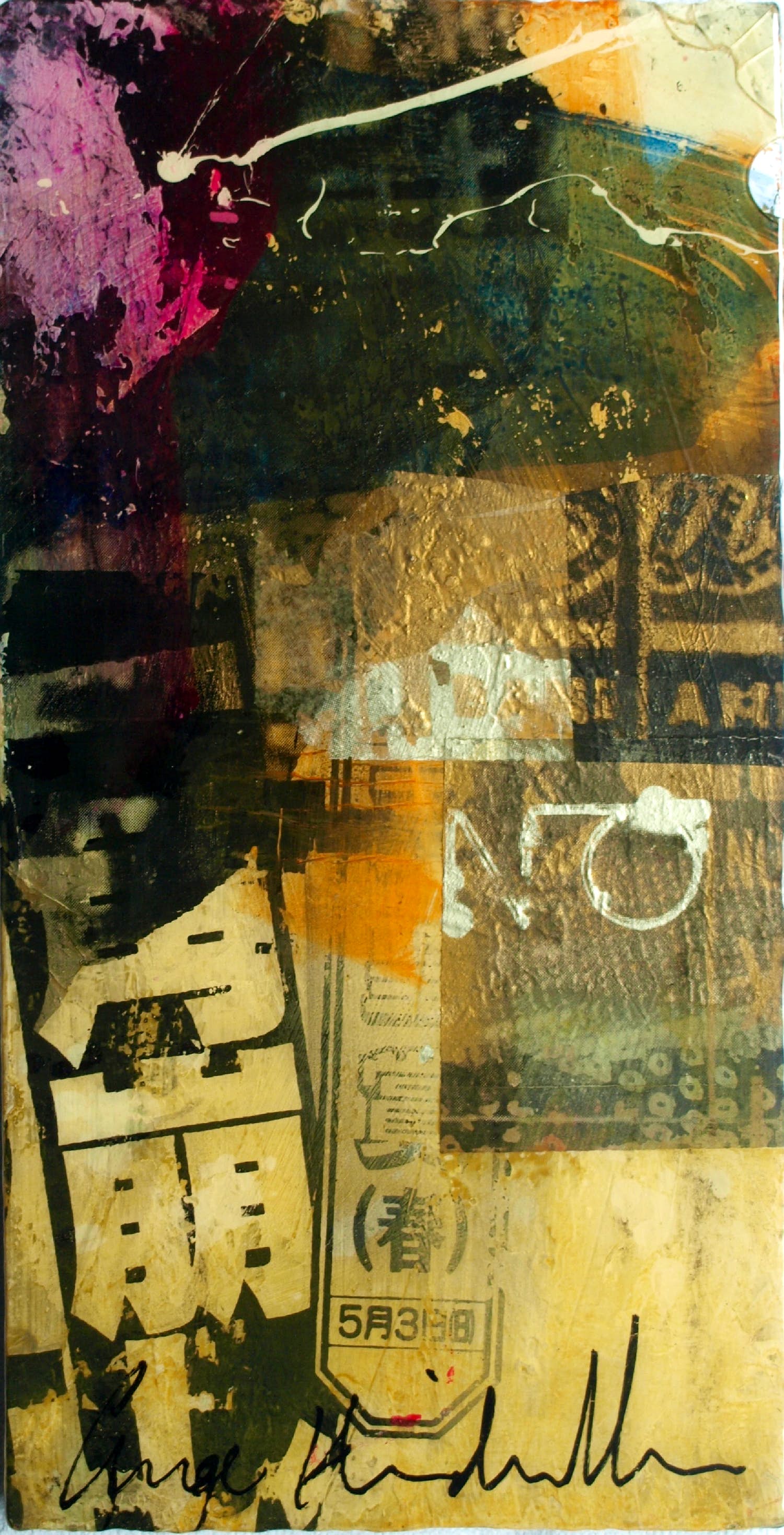George Heidweiller Collage En Acryl Zonder Titel 58 X 30 X 2 Cm