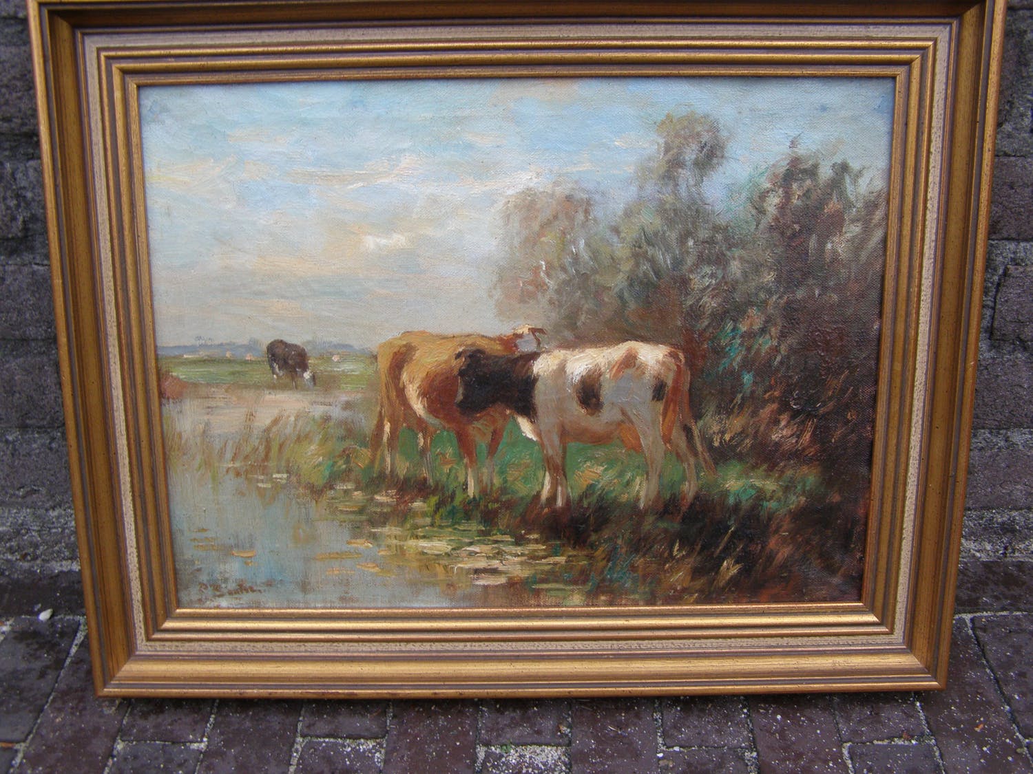 Piet Bouter - Landschap met koeien Verkocht | Kunstveiling.nl