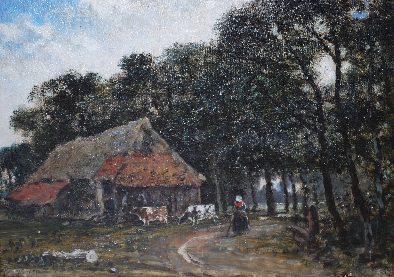 Jan Herman Coster - Bosscene met boerderij Verkocht | Kunstveiling.nl