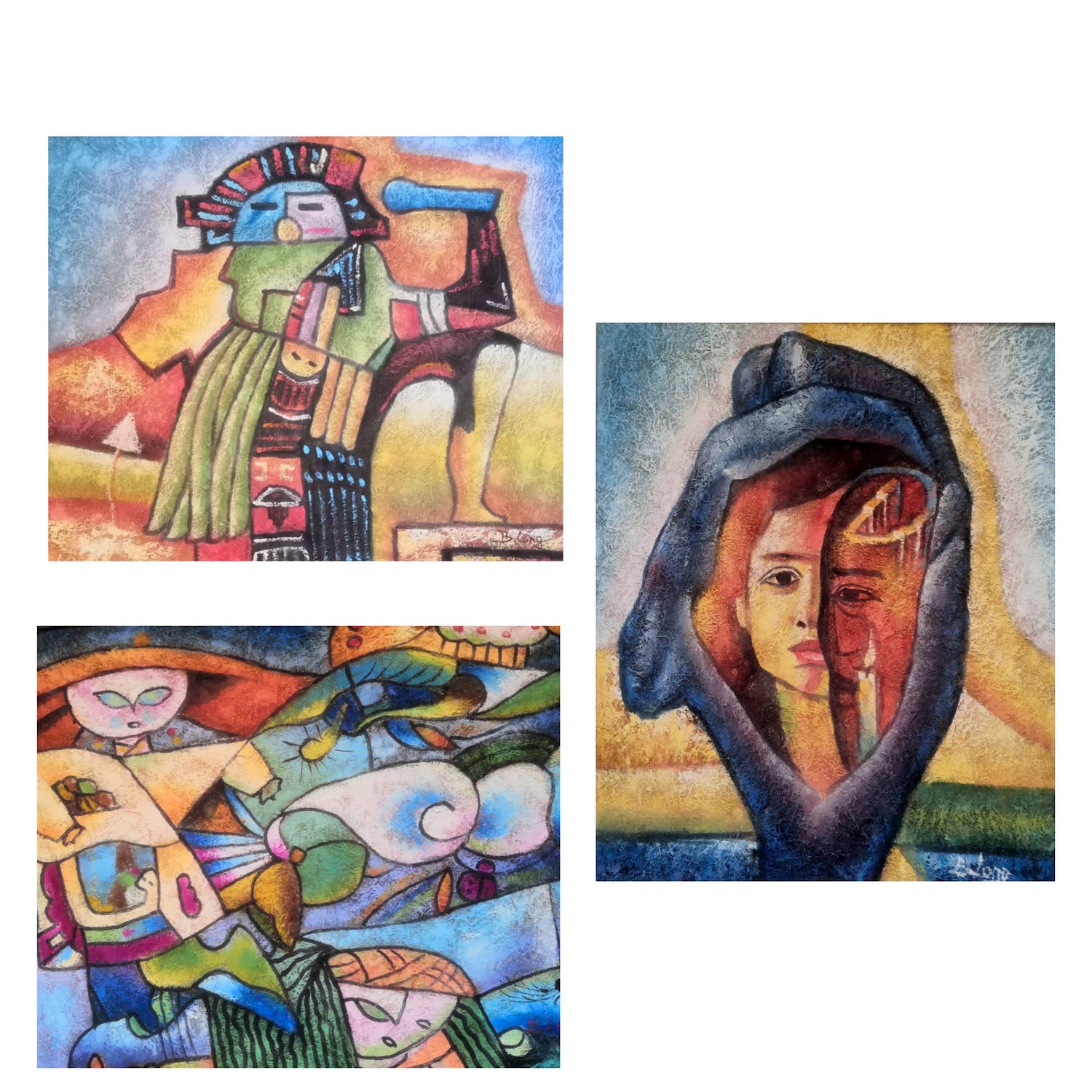 Bill Long - Acryl coconut paintings Verkocht | Kunstveiling.nl