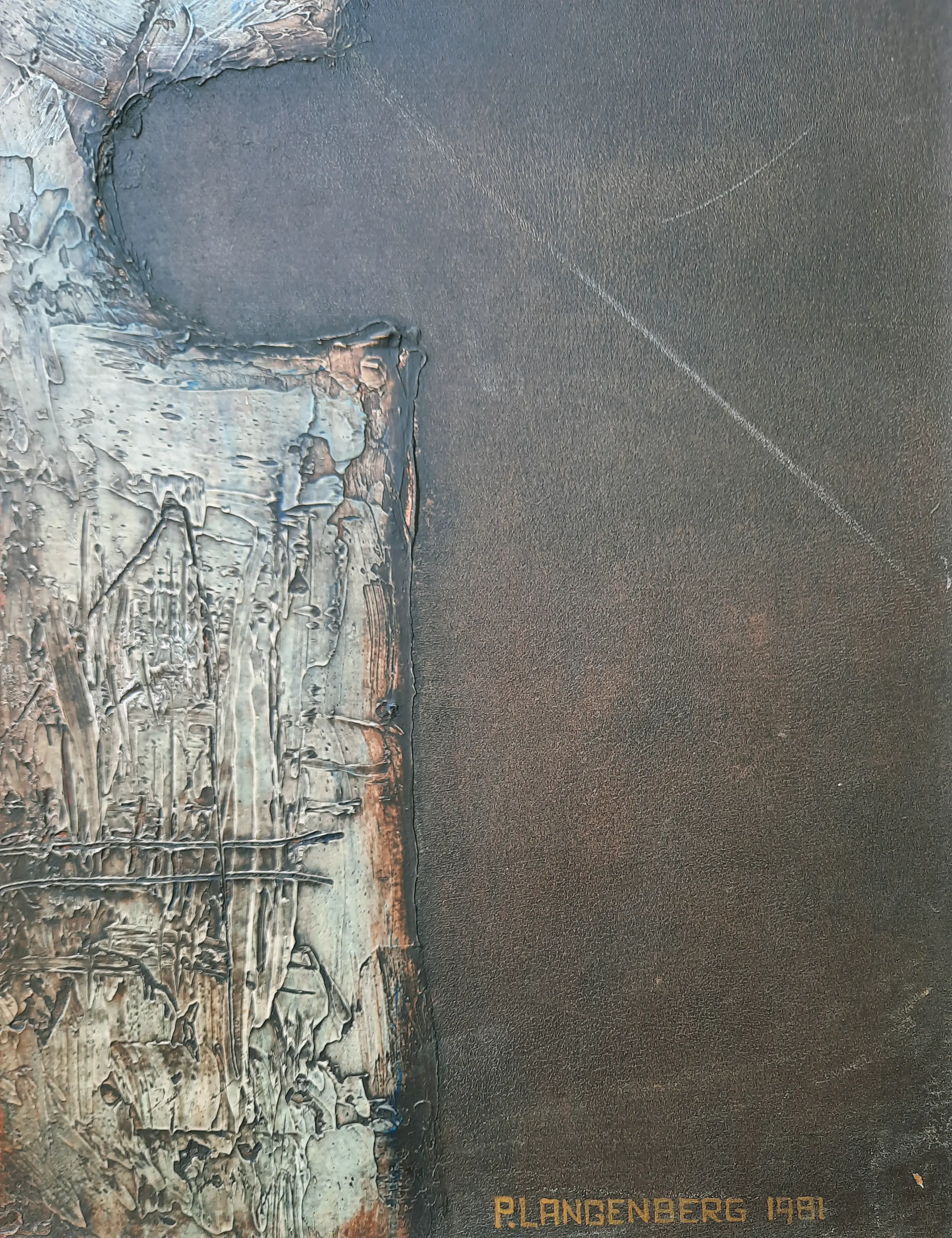 Peter Langenberg - UNICUM - acryl - 'Steen met Mensfiguur' uit 1981 ...