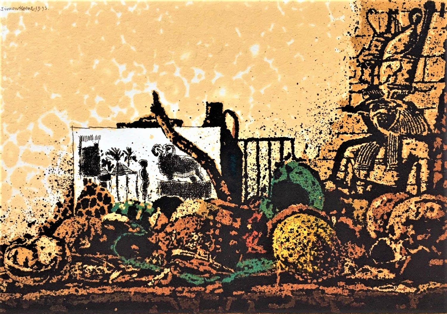 Simon Koene - Egyptisch stilleven met Ram-ets Verkocht | Kunstveiling.nl