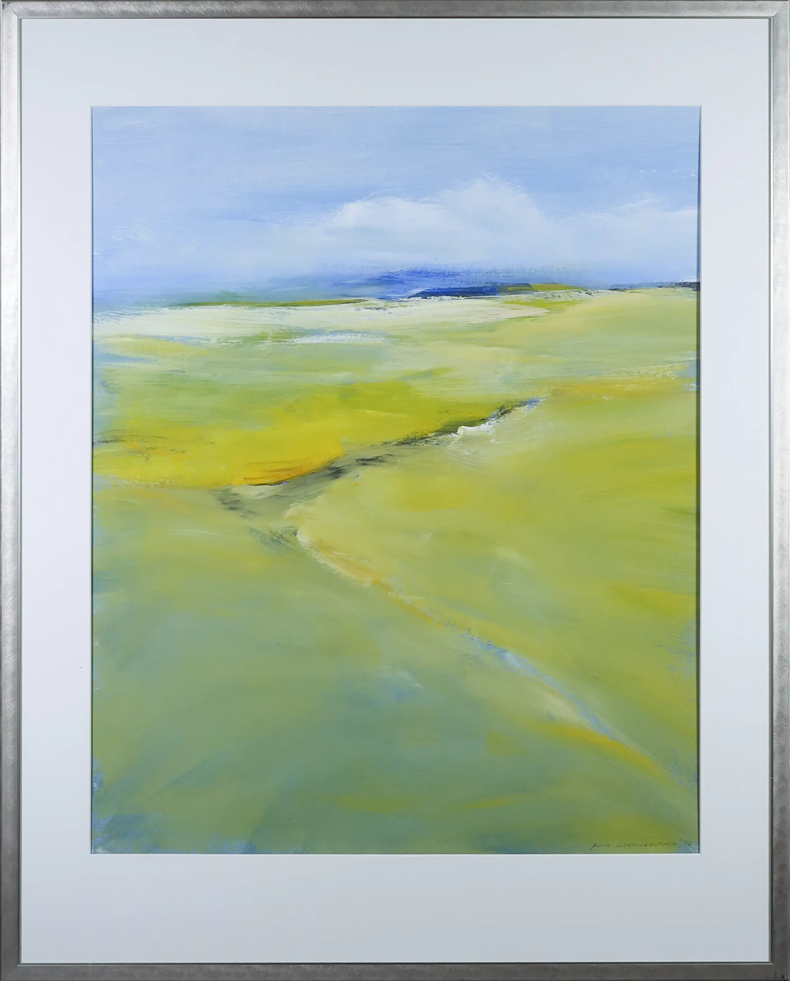 Puck Steinbrecher - Acryl op papier, Landschap - Ingelijst (Groot) Verkocht | Kunstveiling.nl