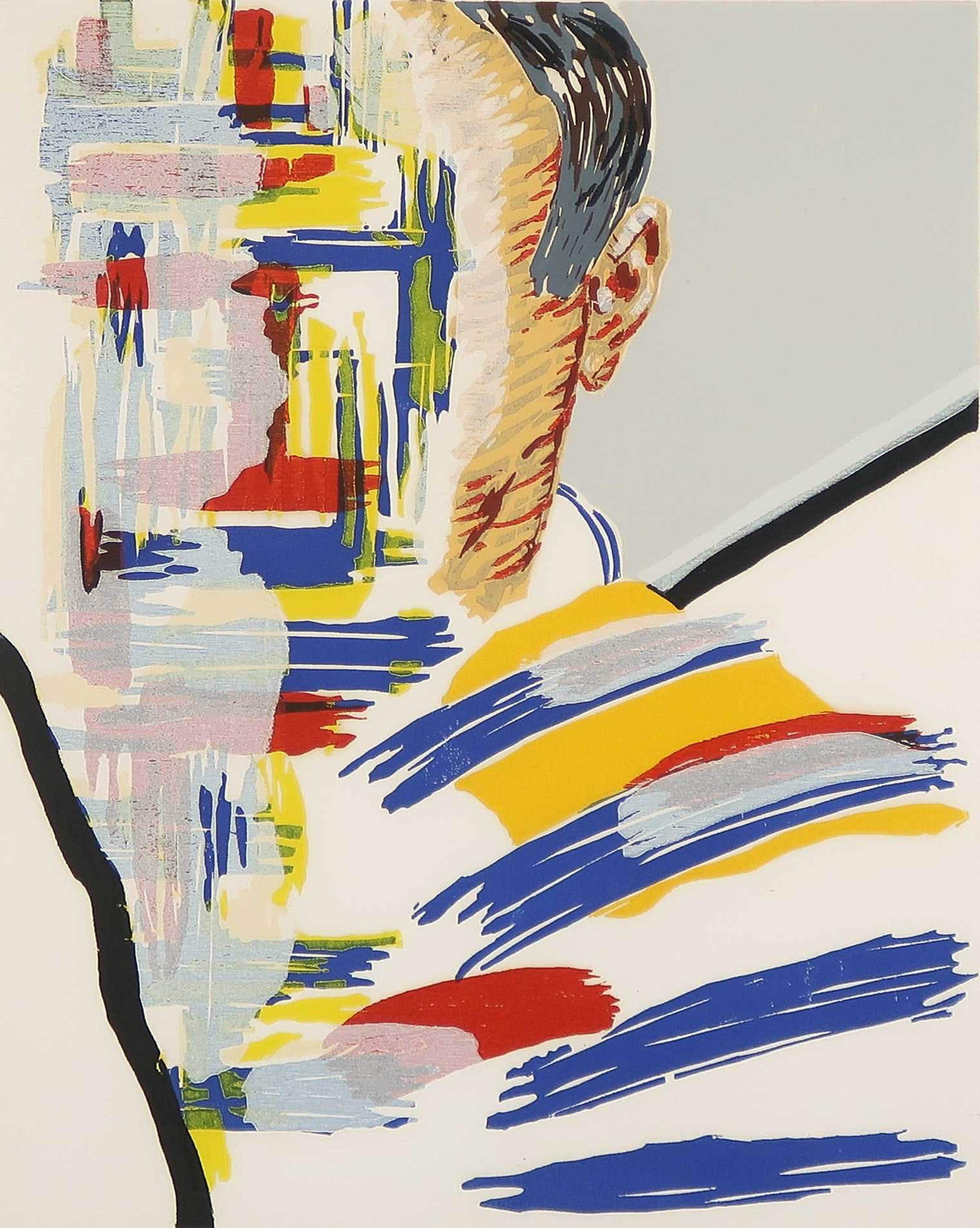 Roger Raveel - Houtsnede, Zelfportret en een abstractie - Ingelijst ...