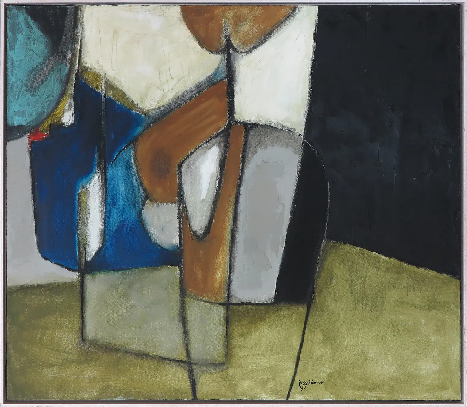 Jos Schimmer - Olieverf op doek, De speelman - Ingelijst (Groot ...