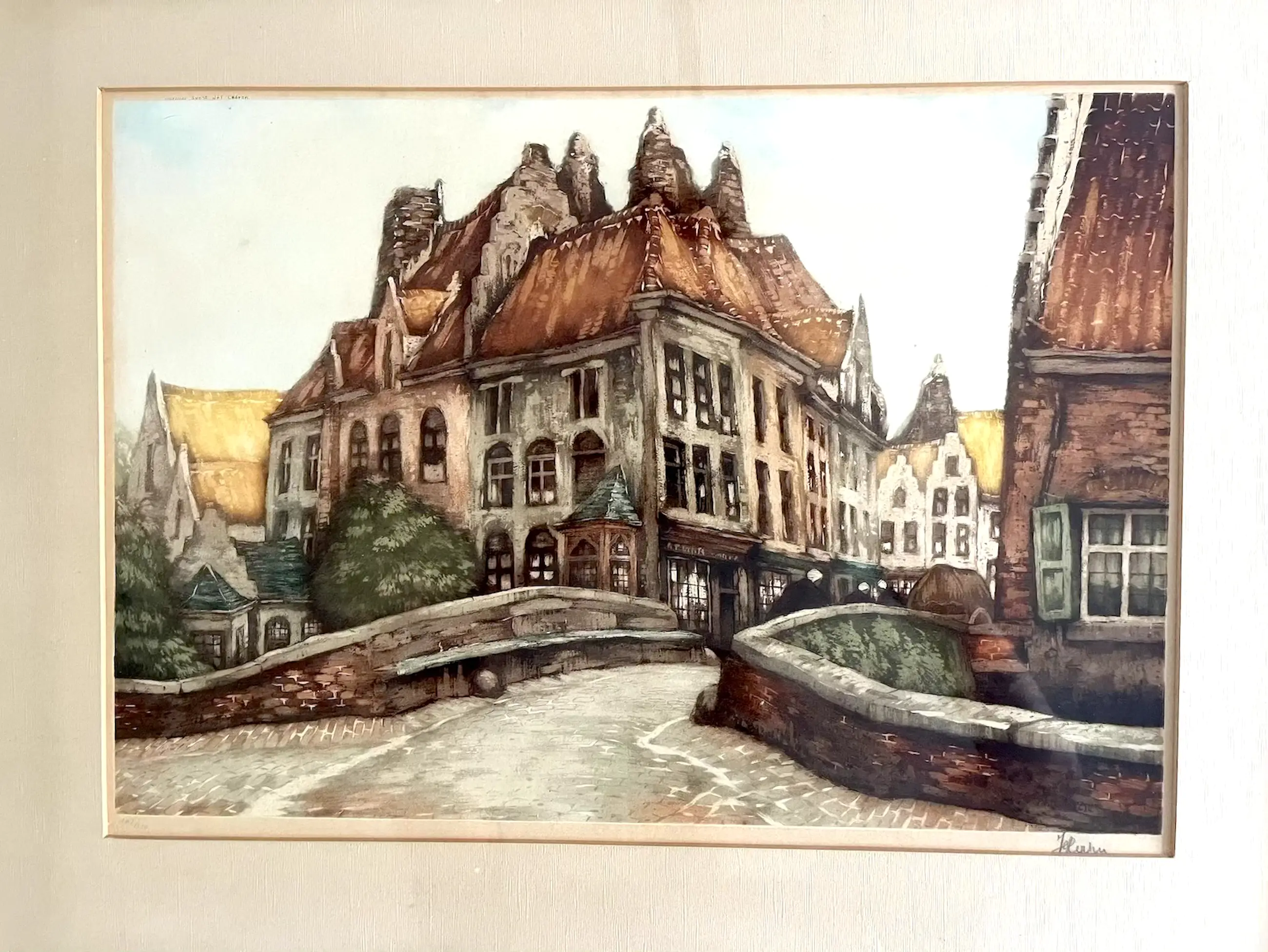 Jef Codron - Belgisch Stadsgezicht - Ets, Ingelijst Verkocht ...