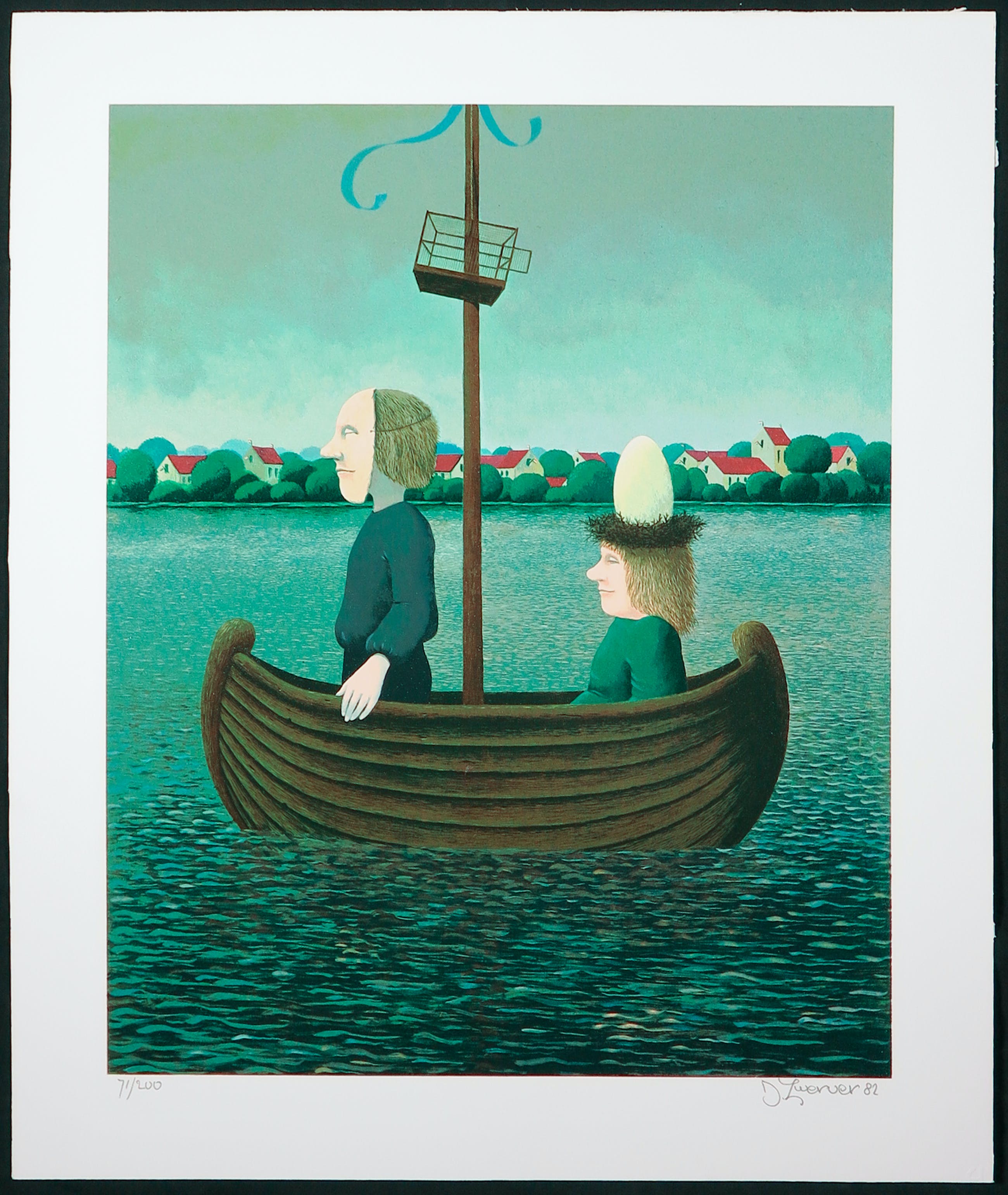 Dolf Zwerver - Zeefdruk, Liefdesbootje Verkocht | Kunstveiling.nl