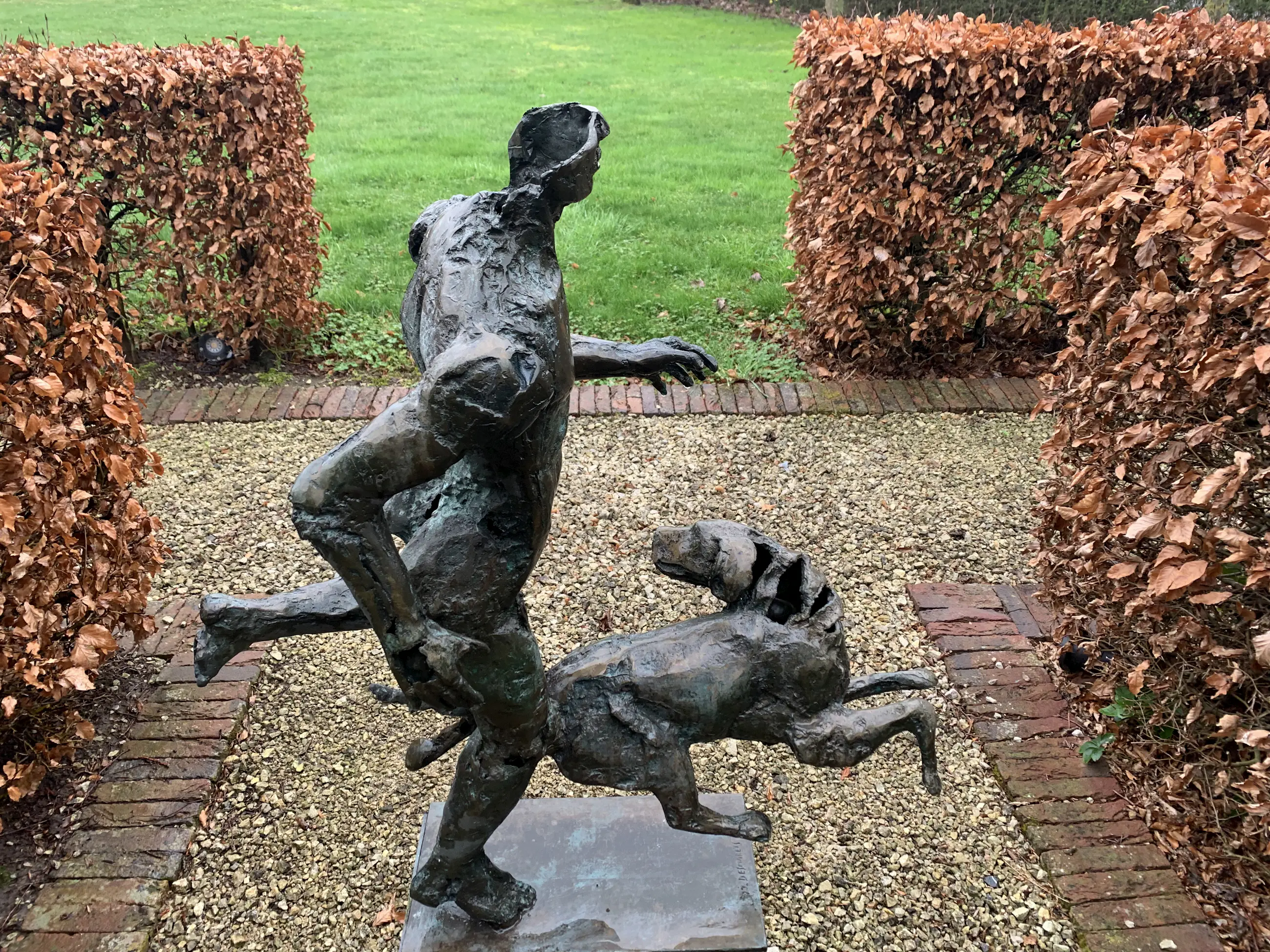 Jan Desmarets - man met hond Verkocht | Kunstveiling.nl