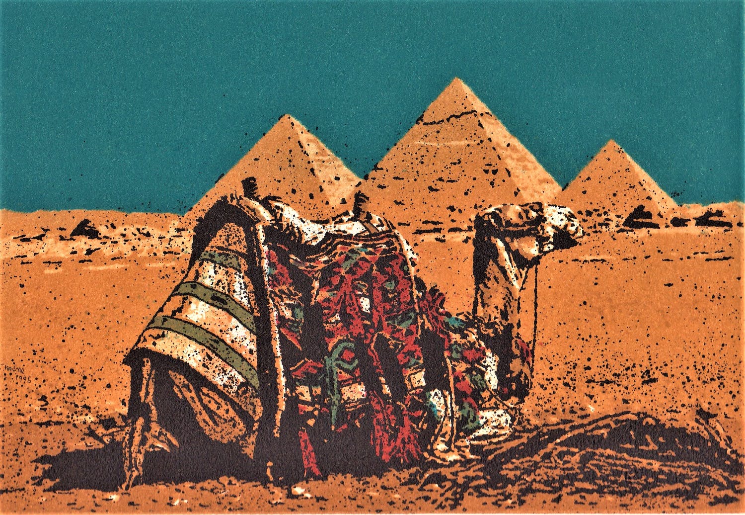 Simon Koene - Zittende kameel bij de piramide van Gizeh (Egypte ...