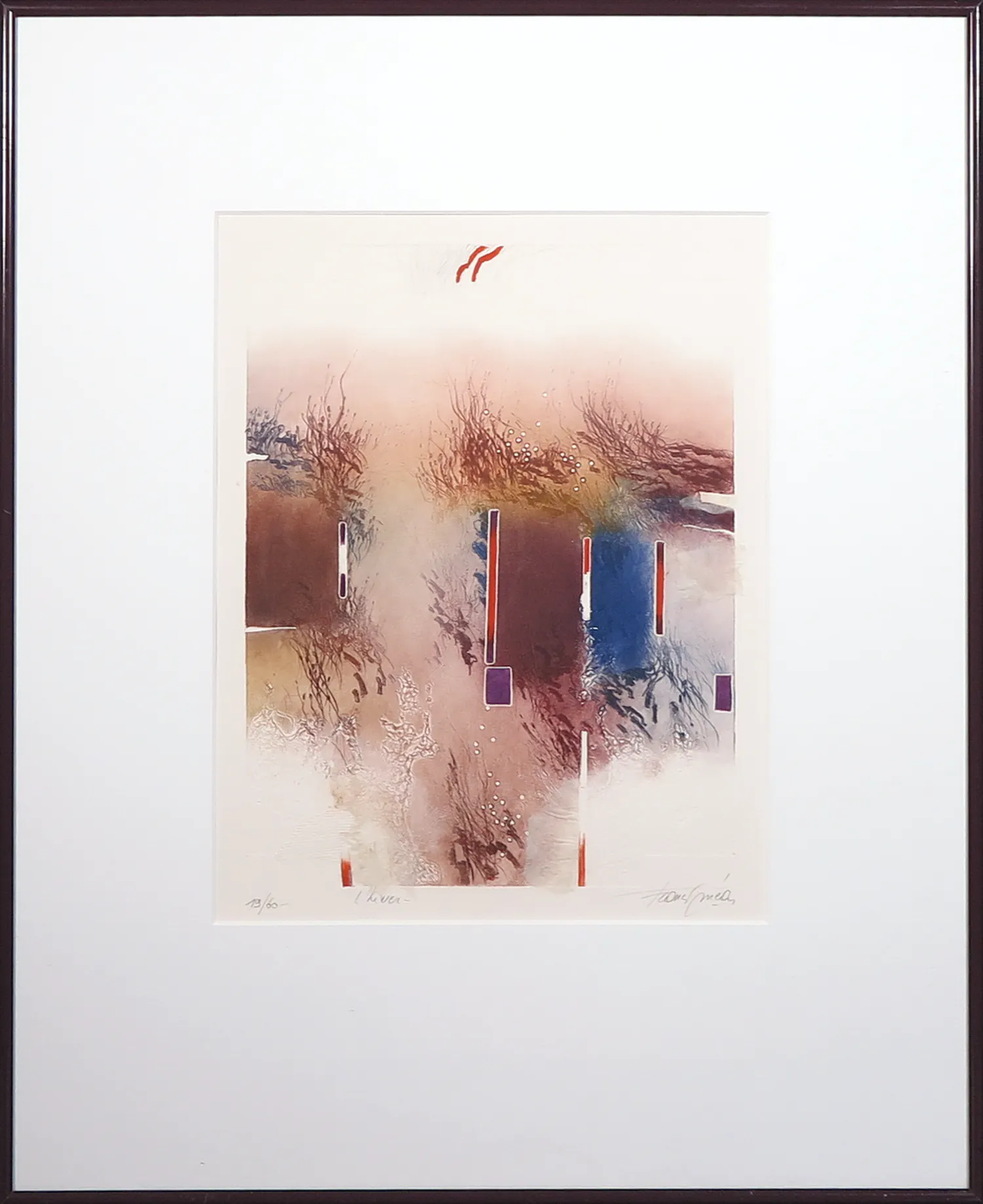 Francis Mean - Gemengde techniek op papier, L'hiver - Ingelijst ...