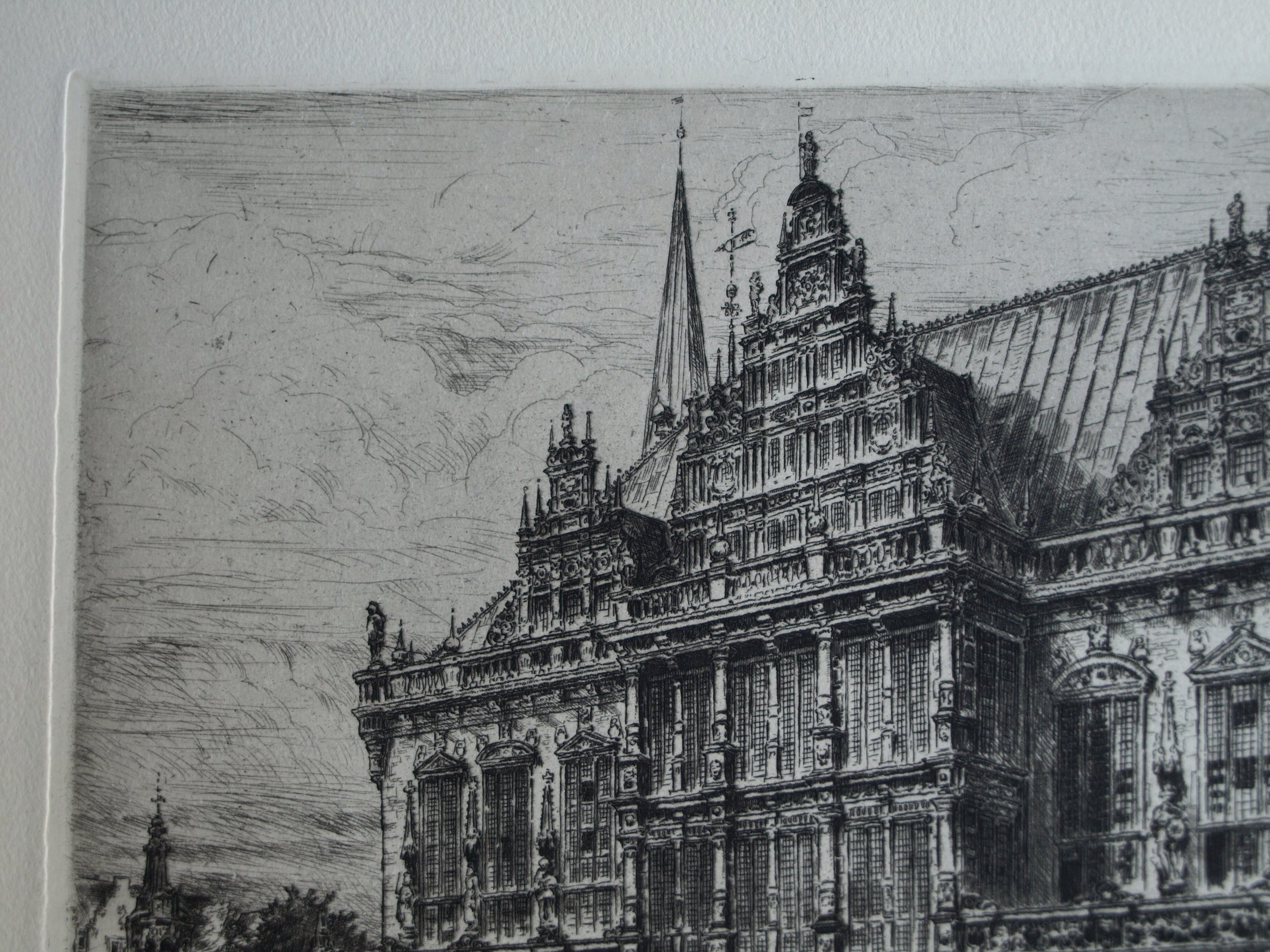 Paul Geissler - Ets, Stadhuis Bremen , ‘Rathaus Bremen’ – gesigneerd ...