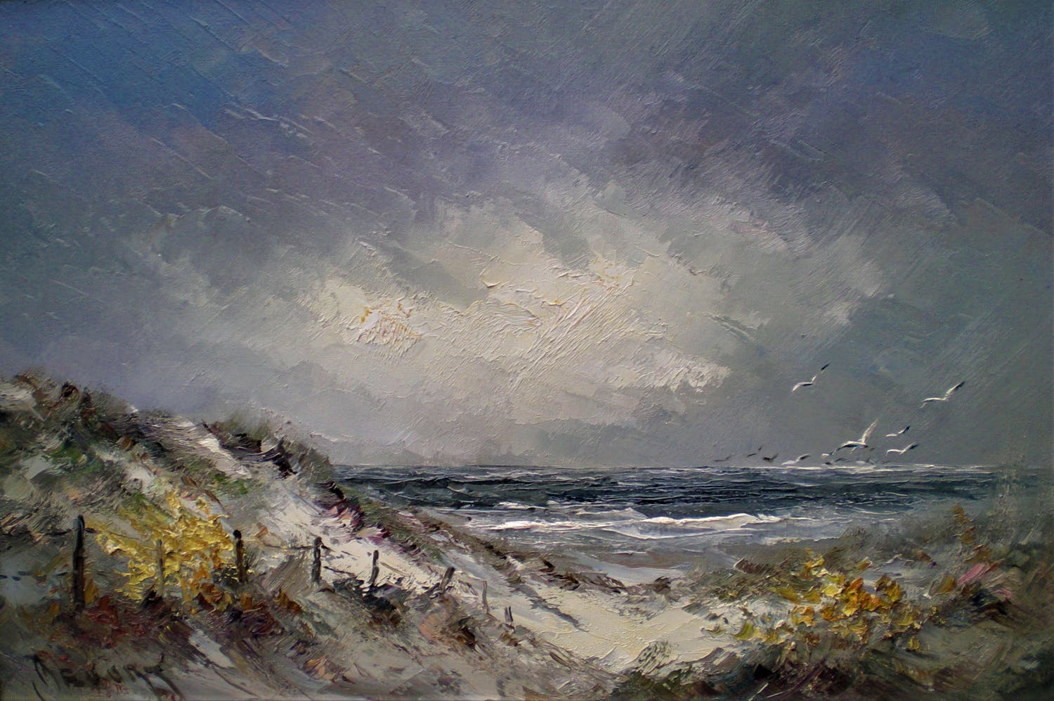 Jan Bevort - Strandgezicht met meeuwen Verkocht | Kunstveiling.nl