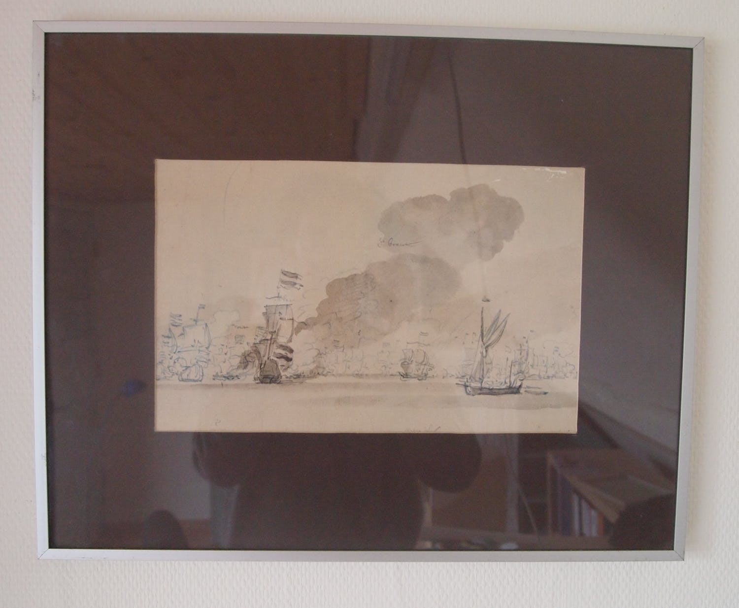 Onbekend - Print van klassieke aquarel van een zeeslag Verkocht ...