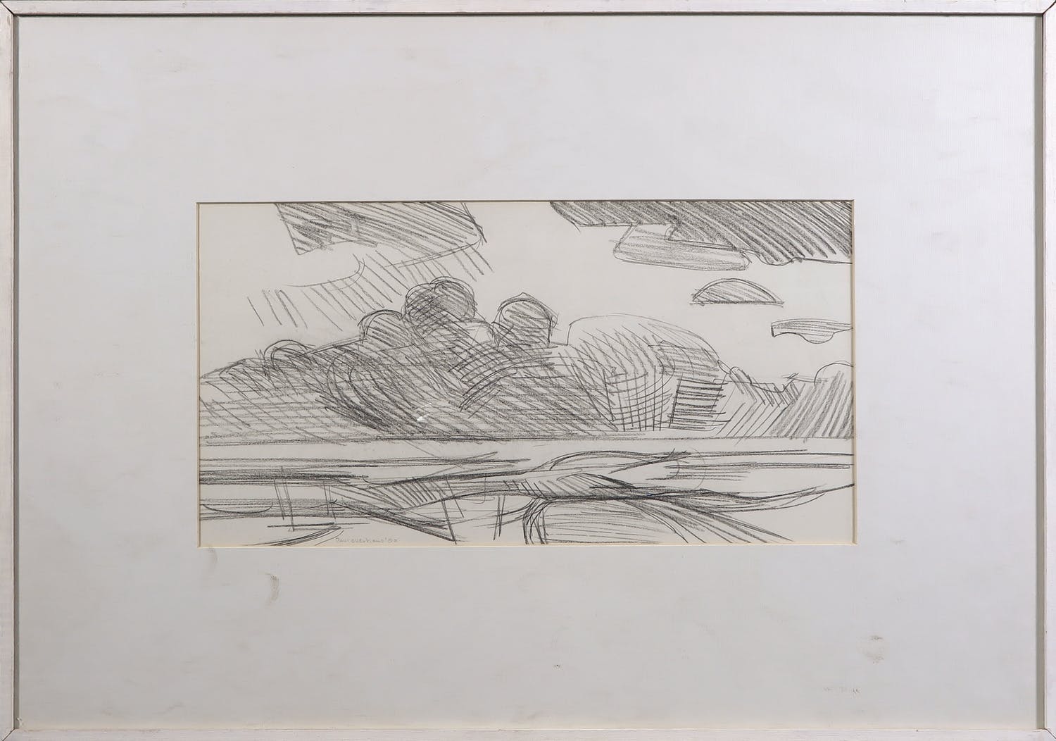 Paul Overhaus - Houtskool, Geabstraheerd Zeegezicht - Ingelijst ...