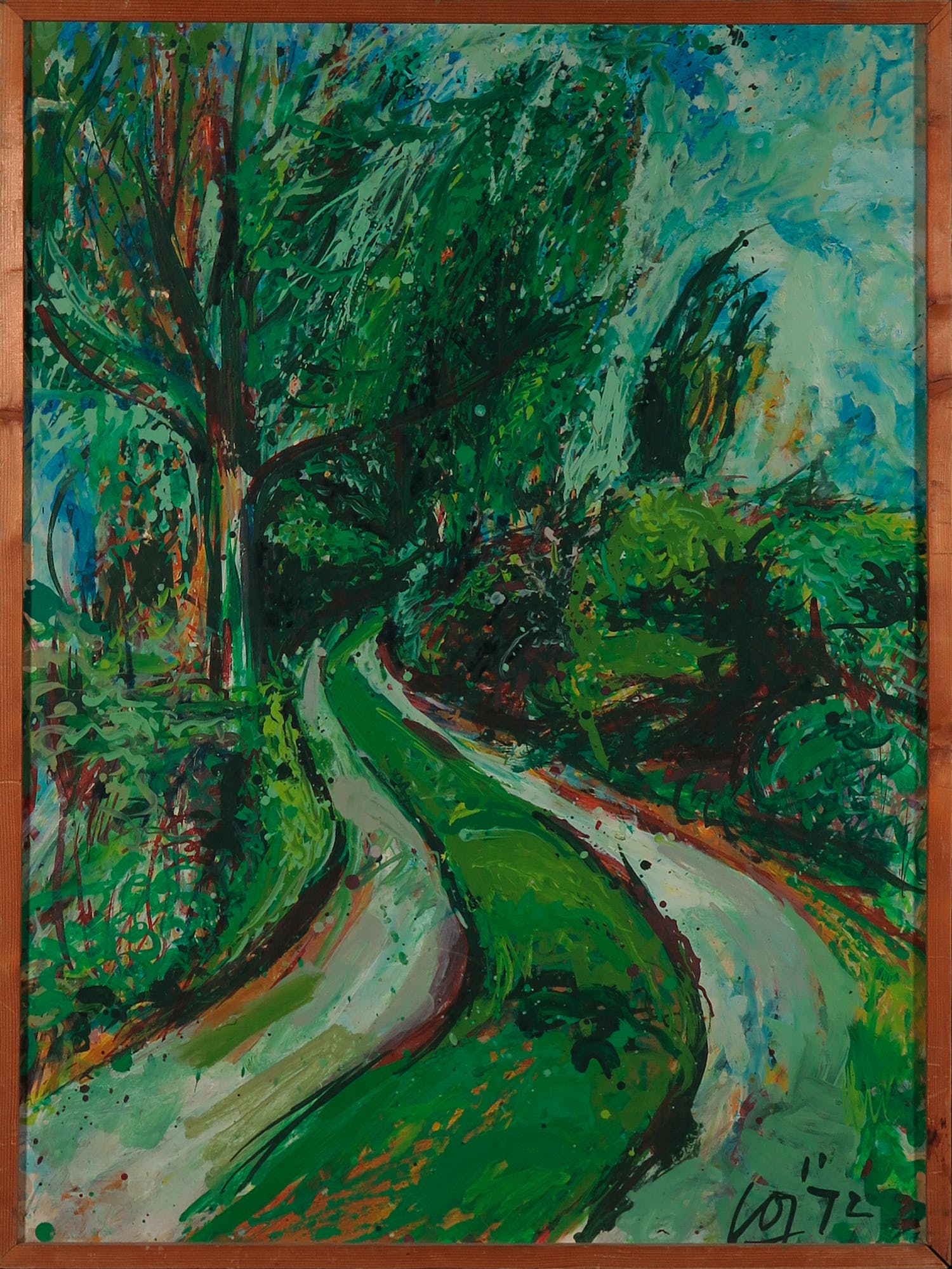 Antoine van der Pas - Acryl op paneel, Bosweggetje - Ingelijst (Groot ...