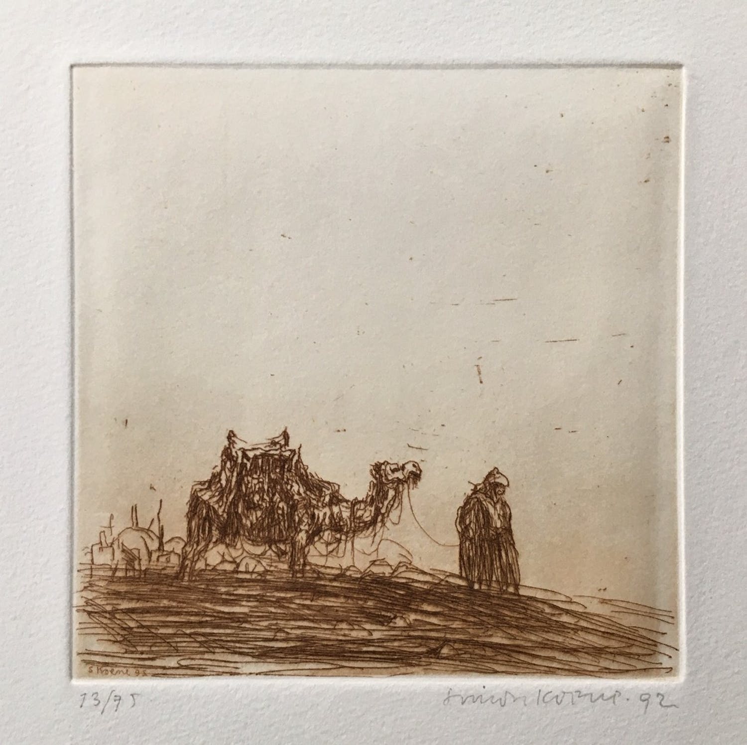 Simon Koene - Figuur met kameel afdalend vanaf hoogte Verkocht ...