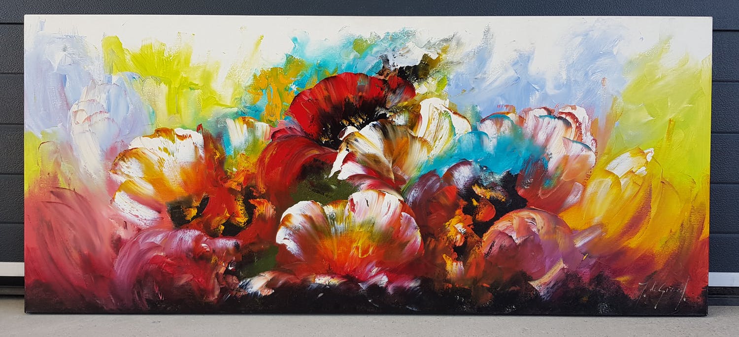 Jochem de Graaf - Turquoise bloemaccent Verkocht | Kunstveiling.nl