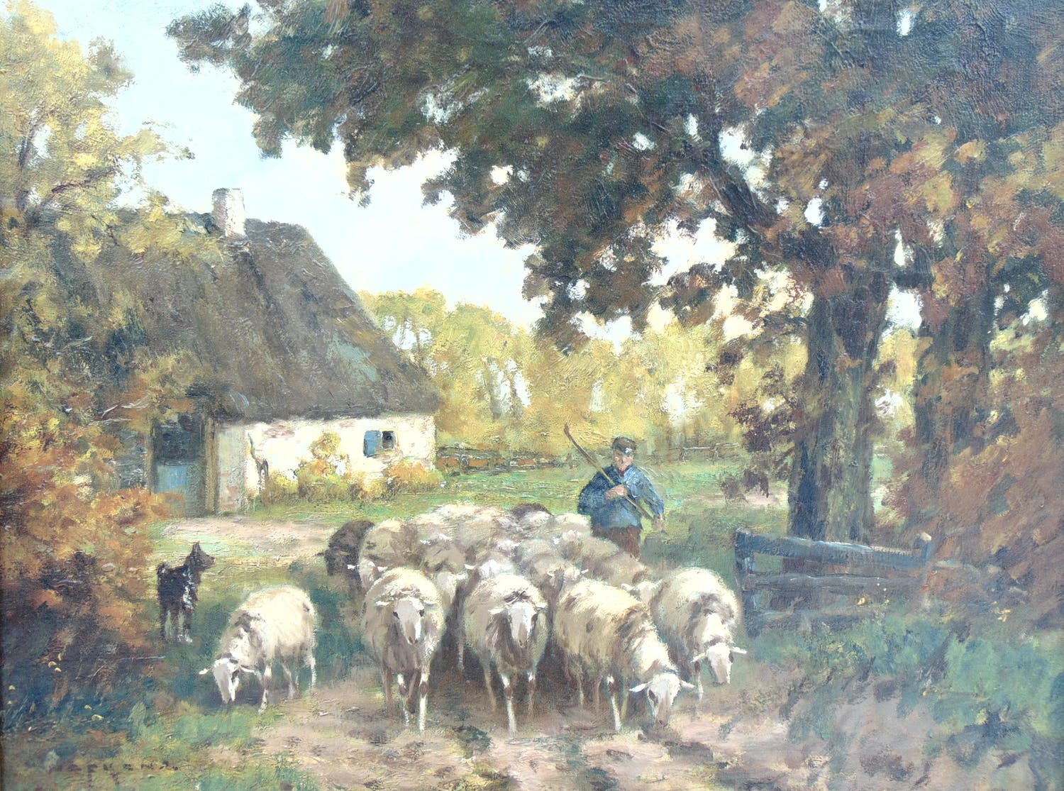 Martinus Josephus Nefkens - Herder met schapen Verkocht | Kunstveiling.nl