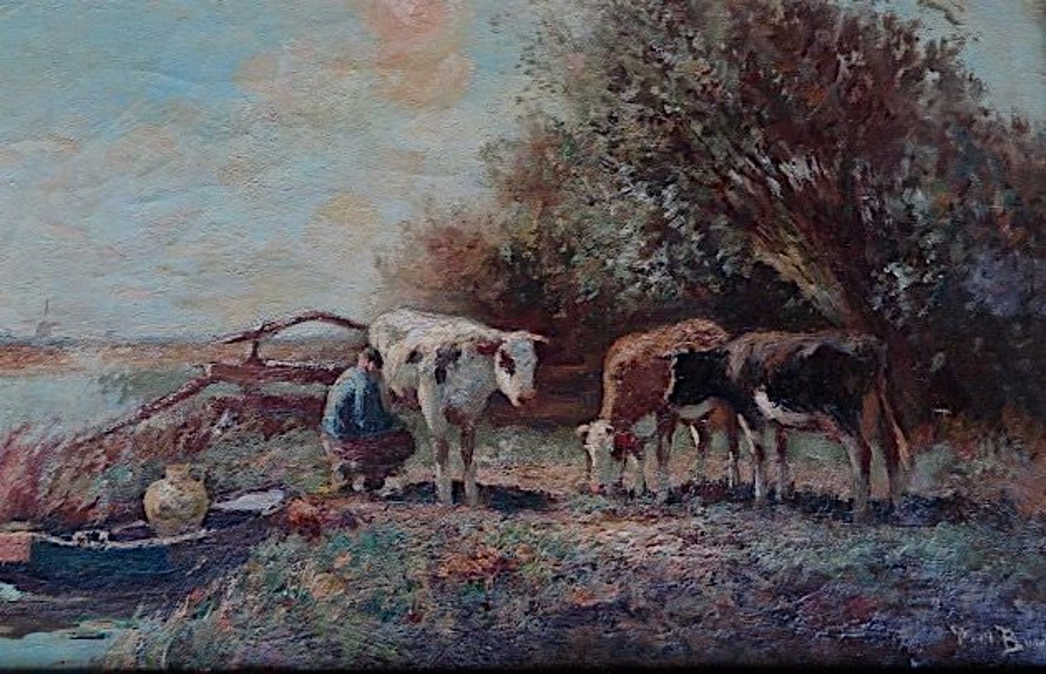 Piet Bouter - Boer melkt koeien aan 't water -Haagsche School - Leuk ...