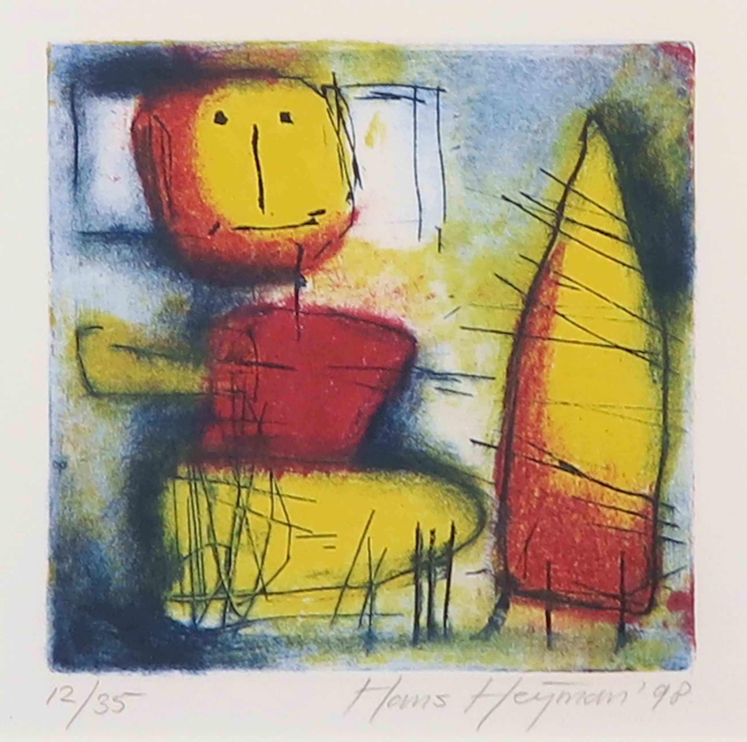 Hans Heijman - Kleurenets, Zonder titel Verkocht | Kunstveiling.nl