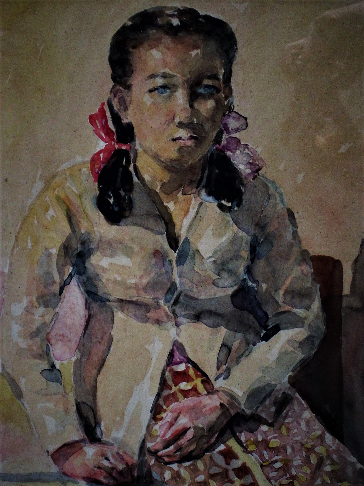 Niet of onleesbaar gesigneerd - Indonesie Java Jakarta 1949 - Portret ...