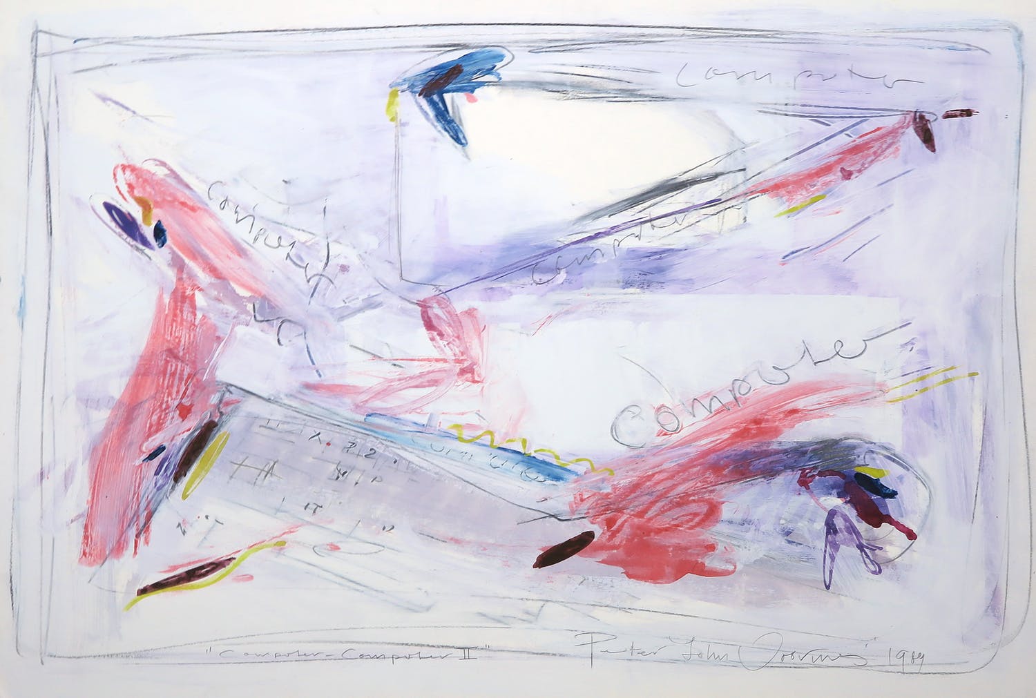 Peter John Voormeij - Olieverf met krijt op karton, Computer-Computer ...