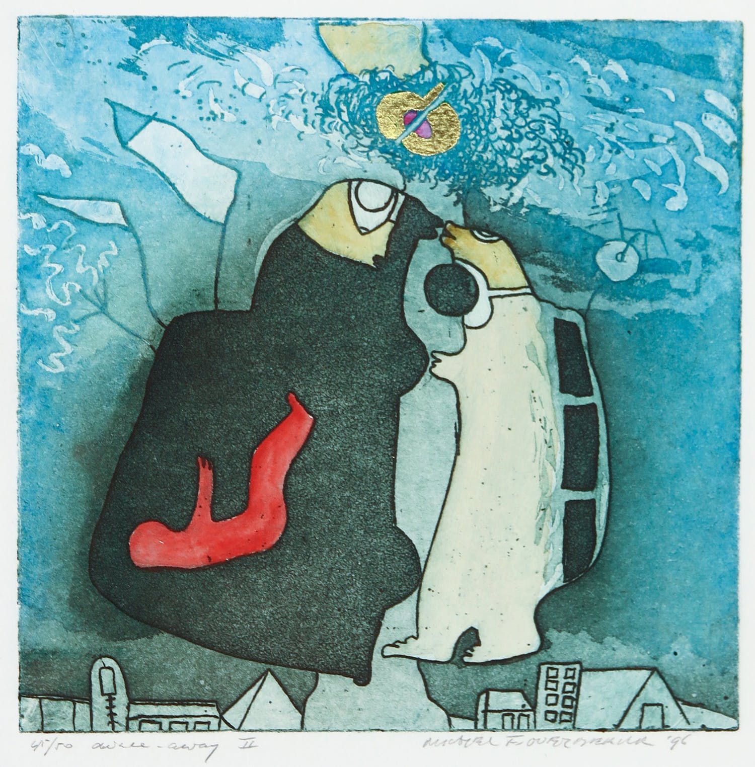 Michel van Overbeeke - Kleurenets met bladgoud, Aware away II Verkocht ...