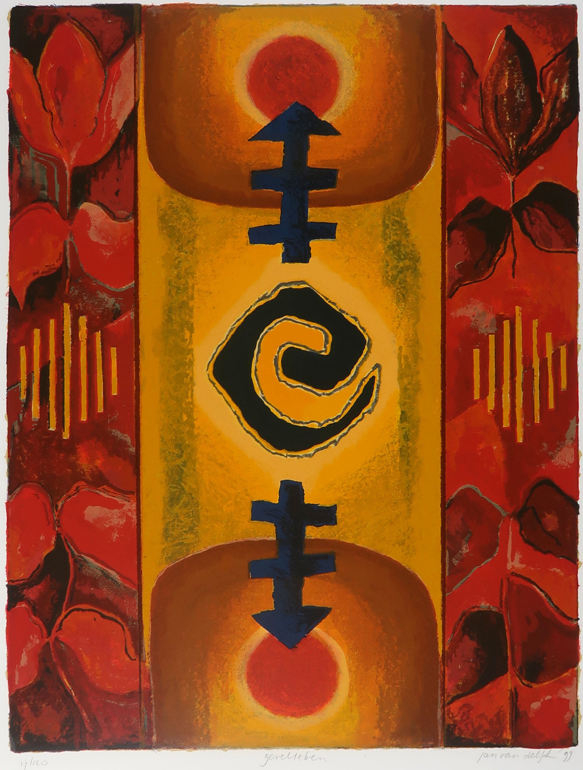 Jan van Delft - Zeefdruk, Gevelteken Verkocht | Kunstveiling.nl