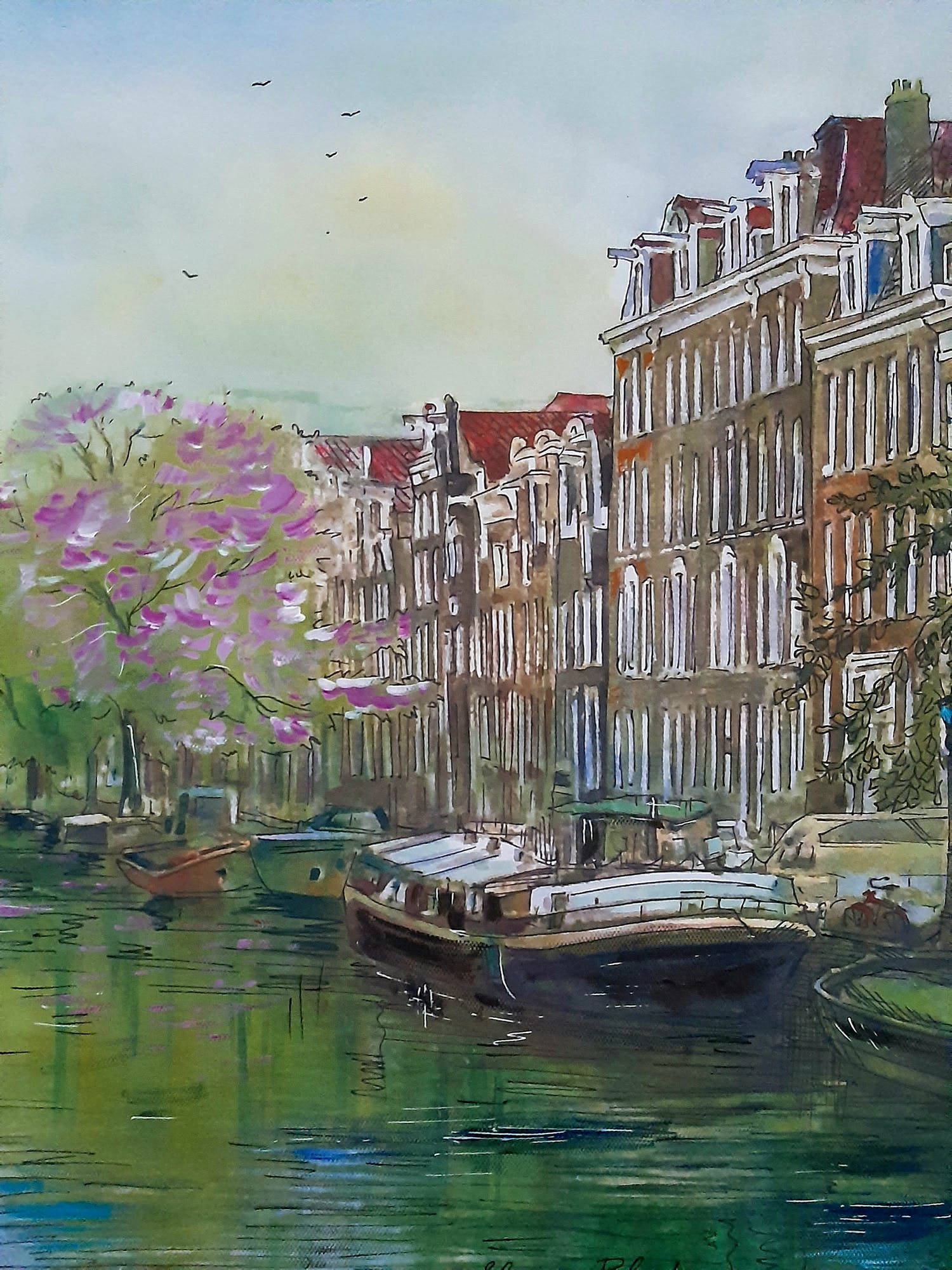 Elena Polyakova - Voorjaar in Amsterdam Verkocht | Kunstveiling.nl