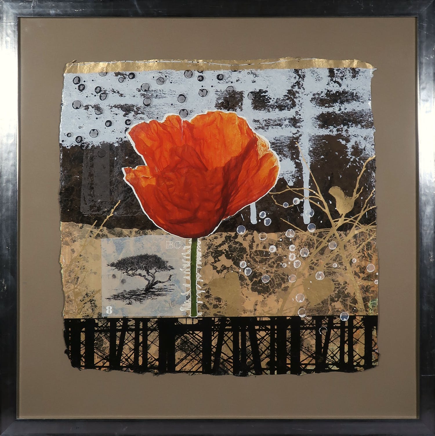 Mark Verdoes - Zeefdruk op geschept papier, Zonder titel - Ingelijst ...