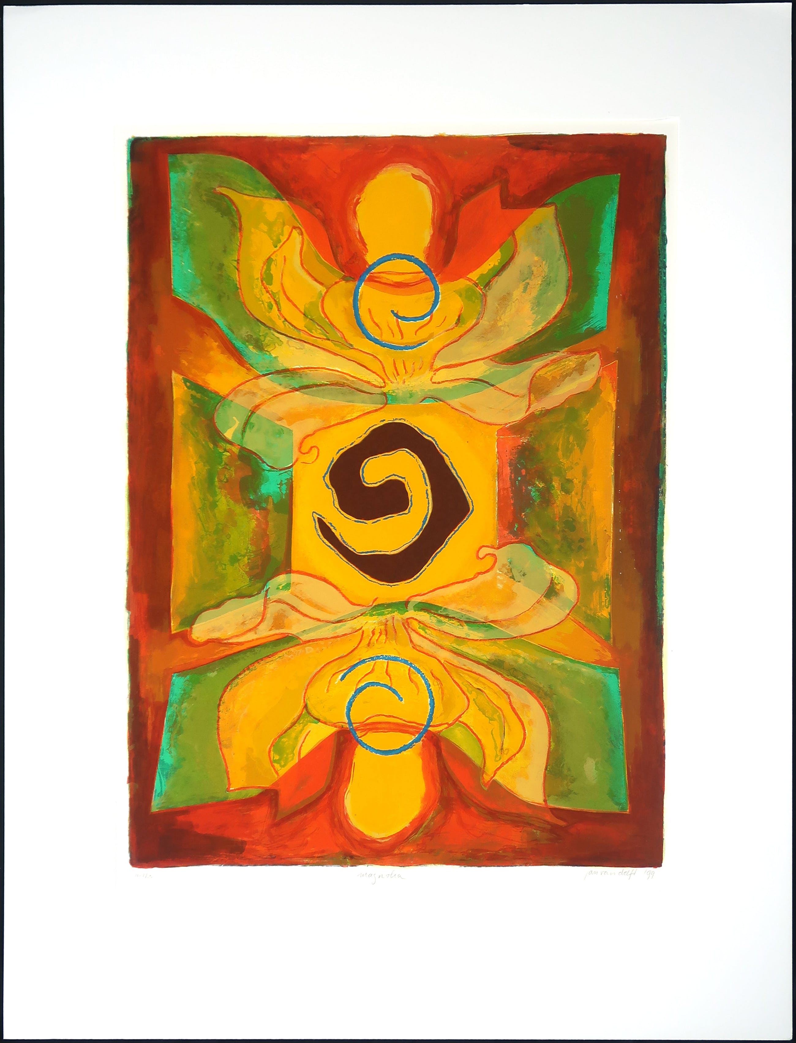 Jan van Delft - Zeefdruk, Magnolia Verkocht | Kunstveiling.nl