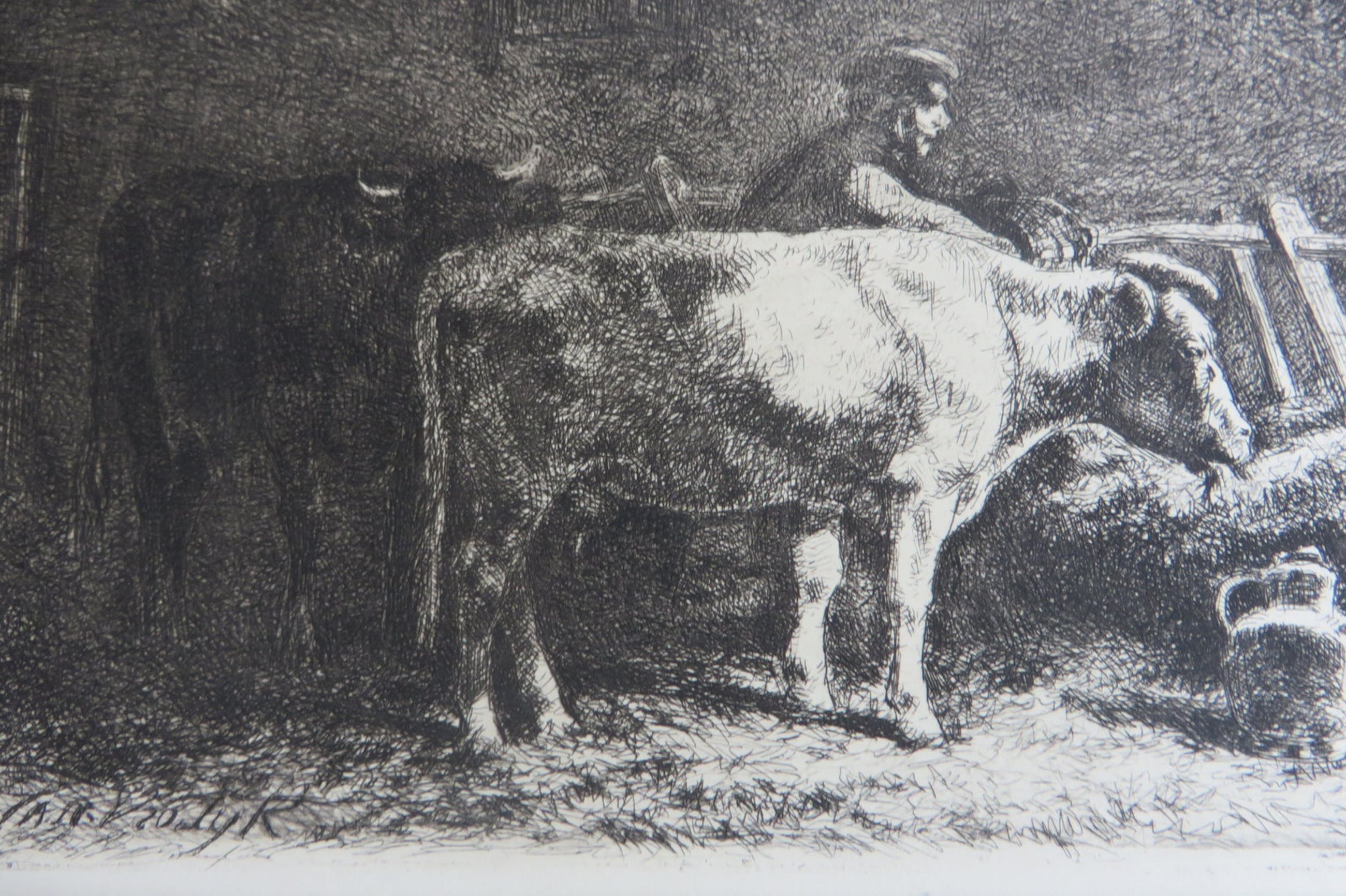 Jan Vrolijk - Boer met koeien in de stal. Verkocht | Kunstveiling.nl