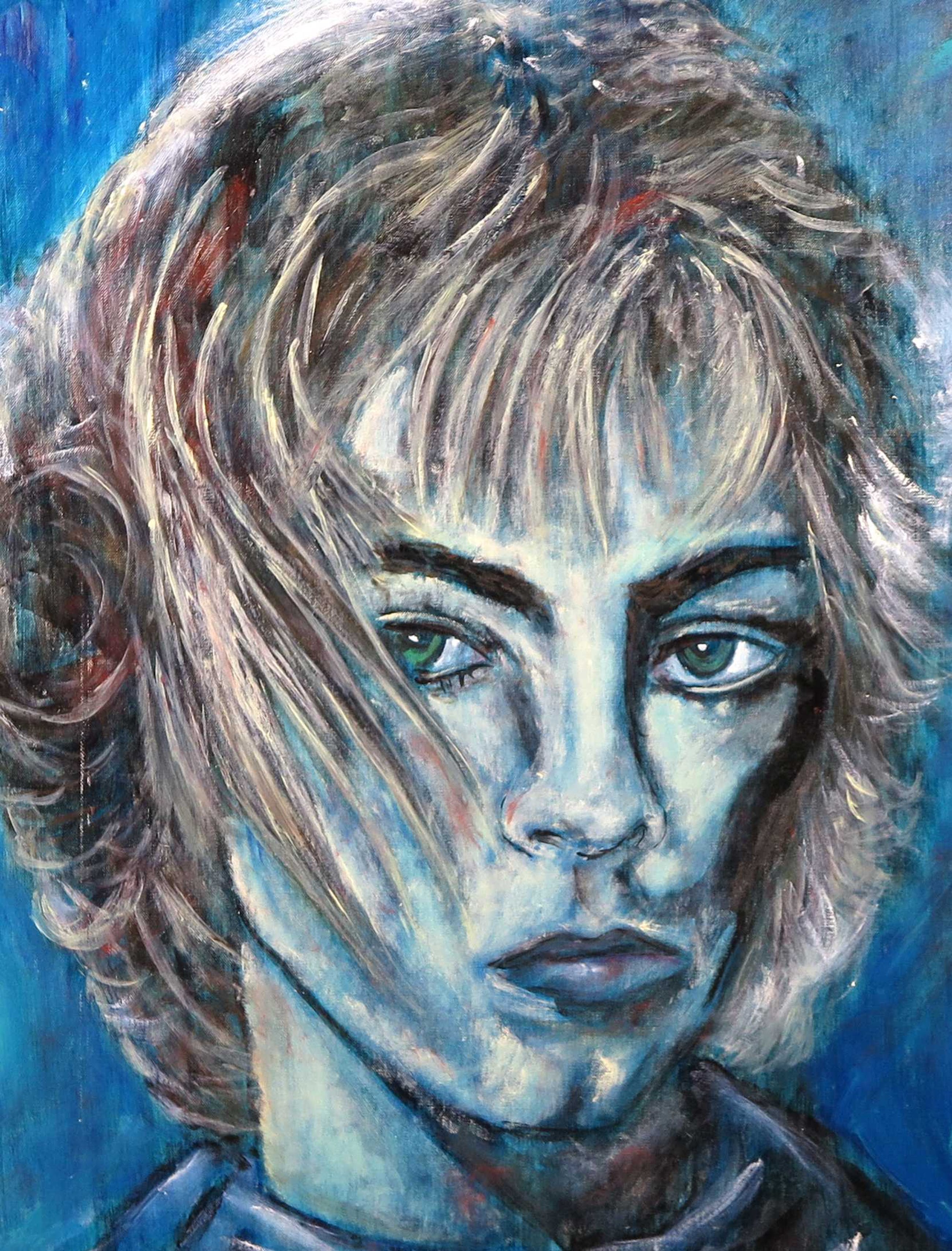 Kiss Riemvis - Olieverf op board, z.t. Portret van een jongeman ...