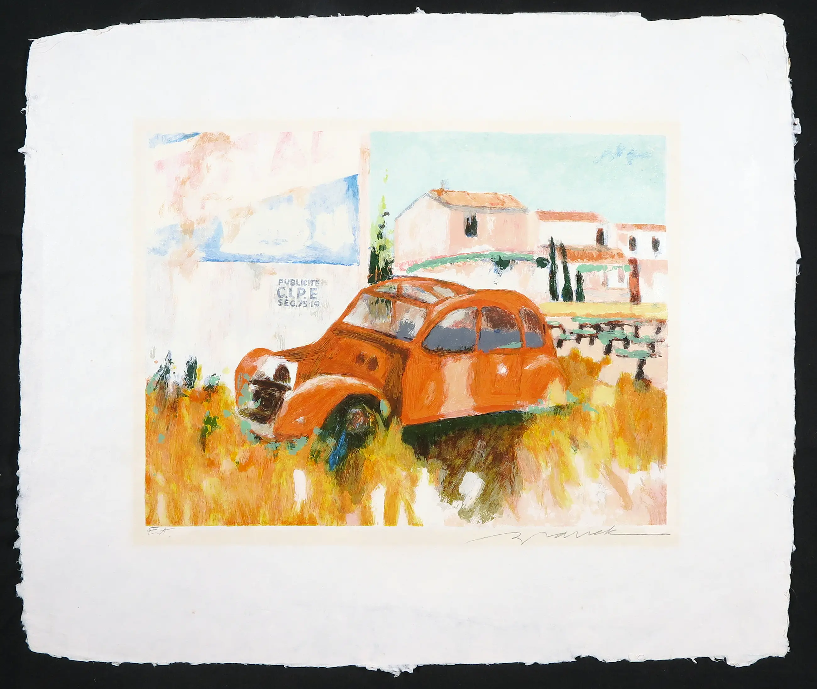 Willem Brauck - Zeefdruk, Deux Chevaux Verkocht | Kunstveiling.nl