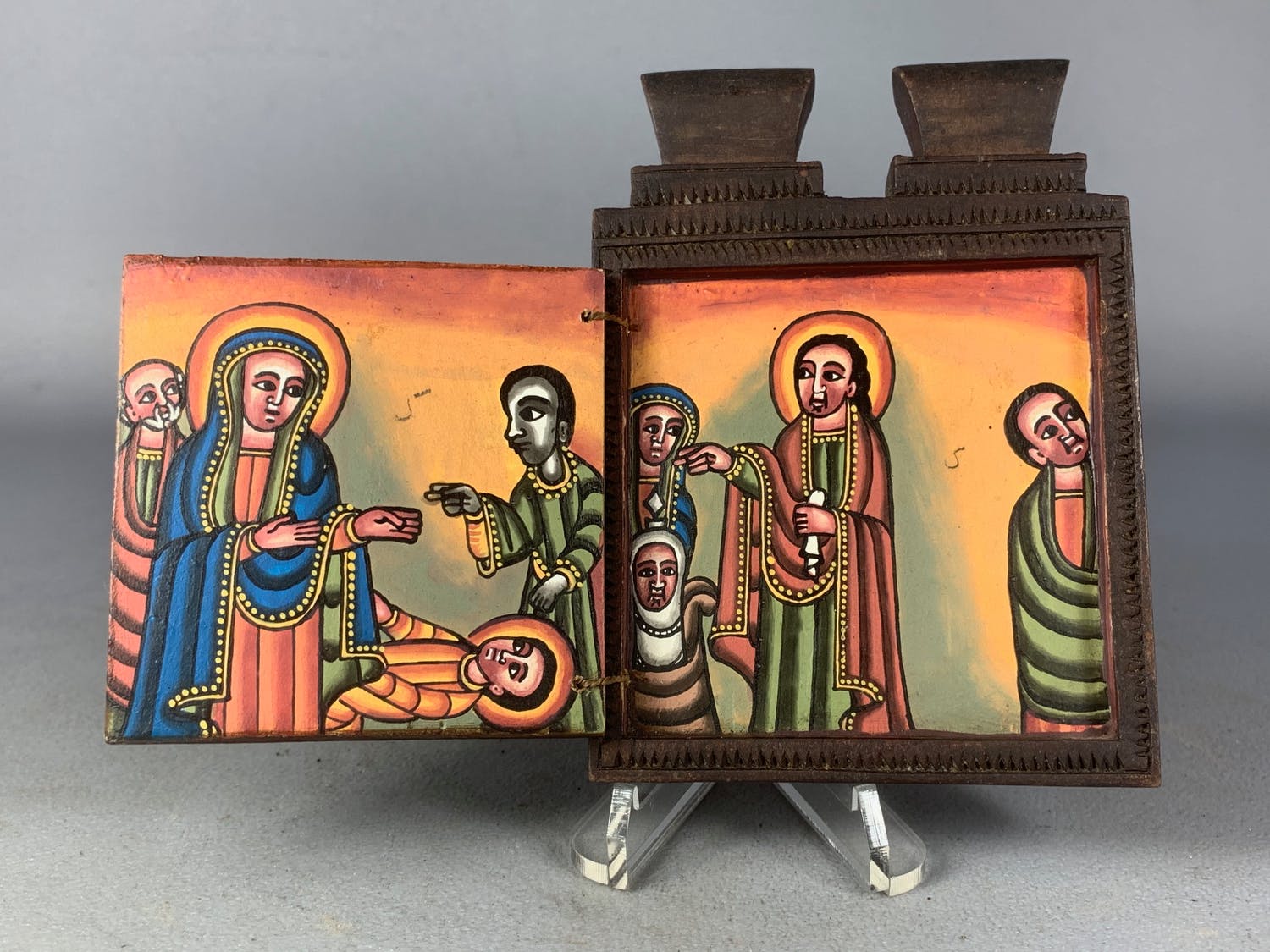Dogon - Ethiopisch wooden icon with 2 handpainted icons. - Ethiopia ...
