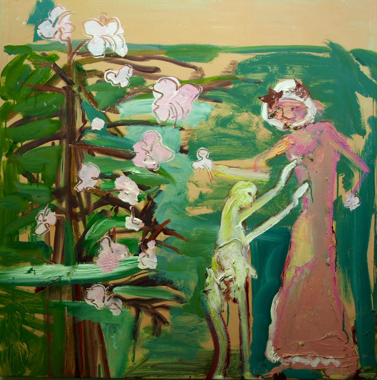 Joop Stoop Olieverf Op Doek Moeder En Kind In Bloesemtuin 80 X 80