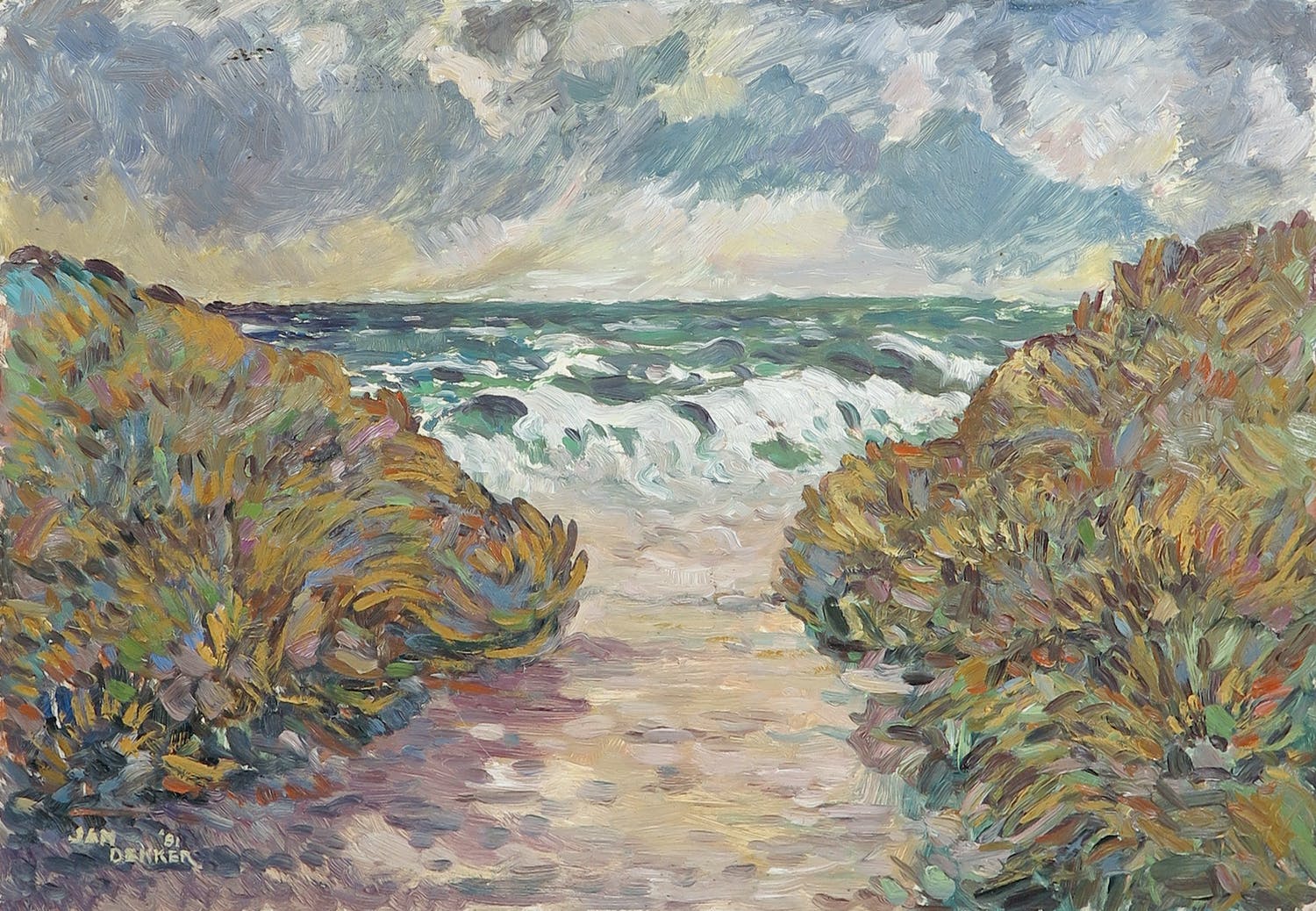 Jan Dekker - Olieverf op hardboard, Zeezicht Verkocht | Kunstveiling.nl