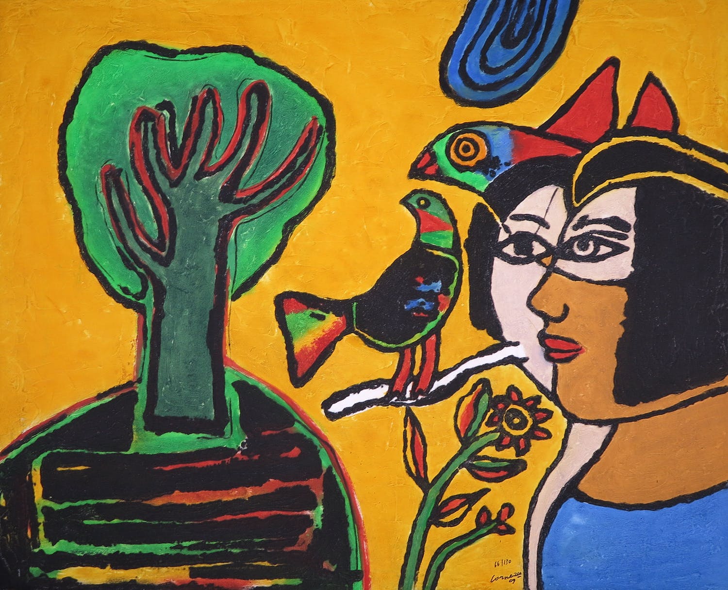 Corneille - Carborundum op geschept papier, Le venue du printemps ...