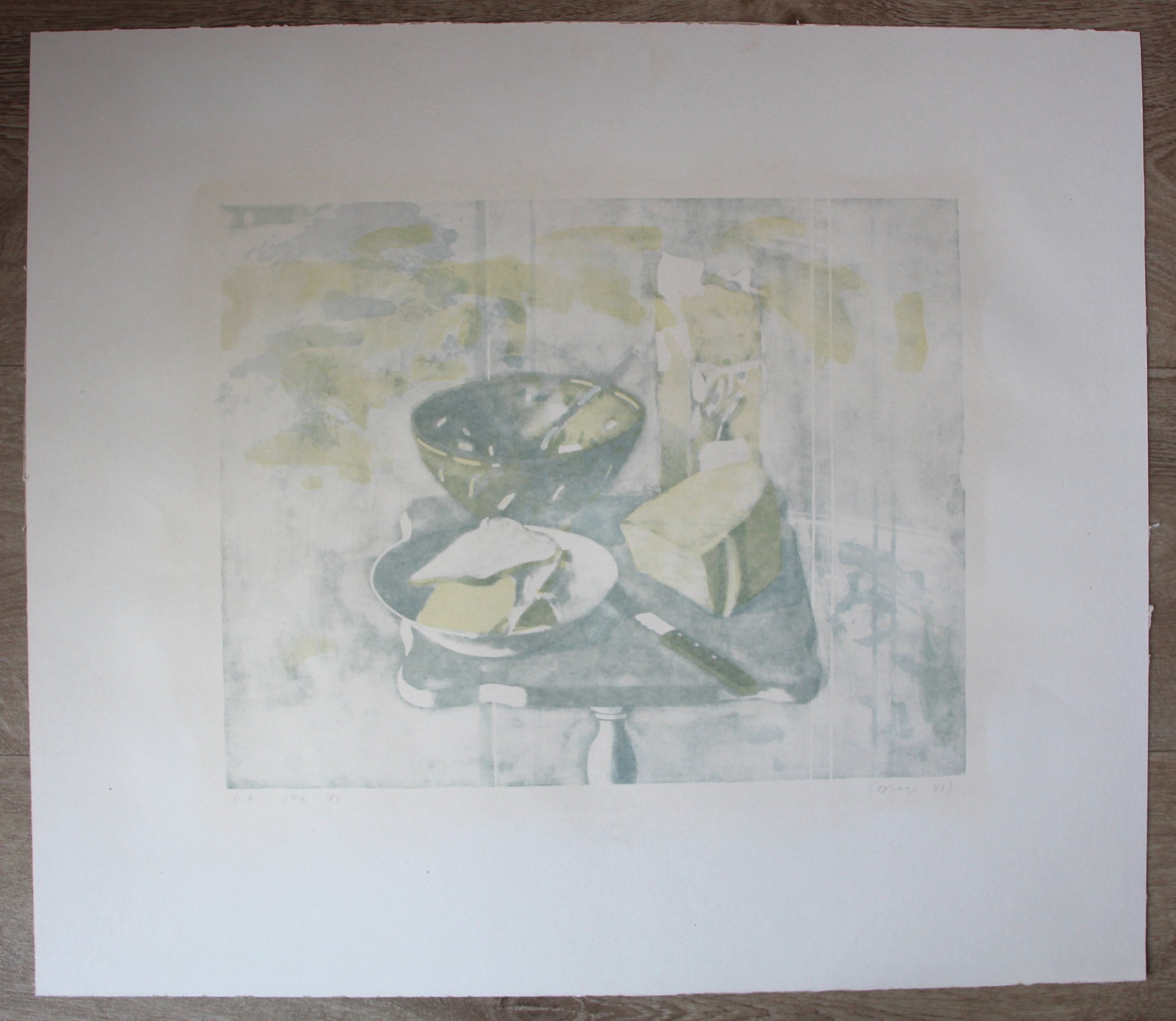 Hans Koopman - litho: Lichte maaltijd - 1983 Verkocht | Kunstveiling.nl