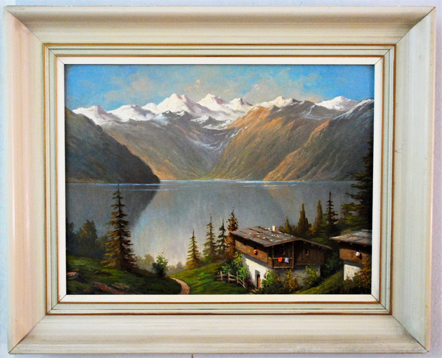 Pierre Delcour - Bergmeer aan de voet van de Alpen - olieverfschilderij ...