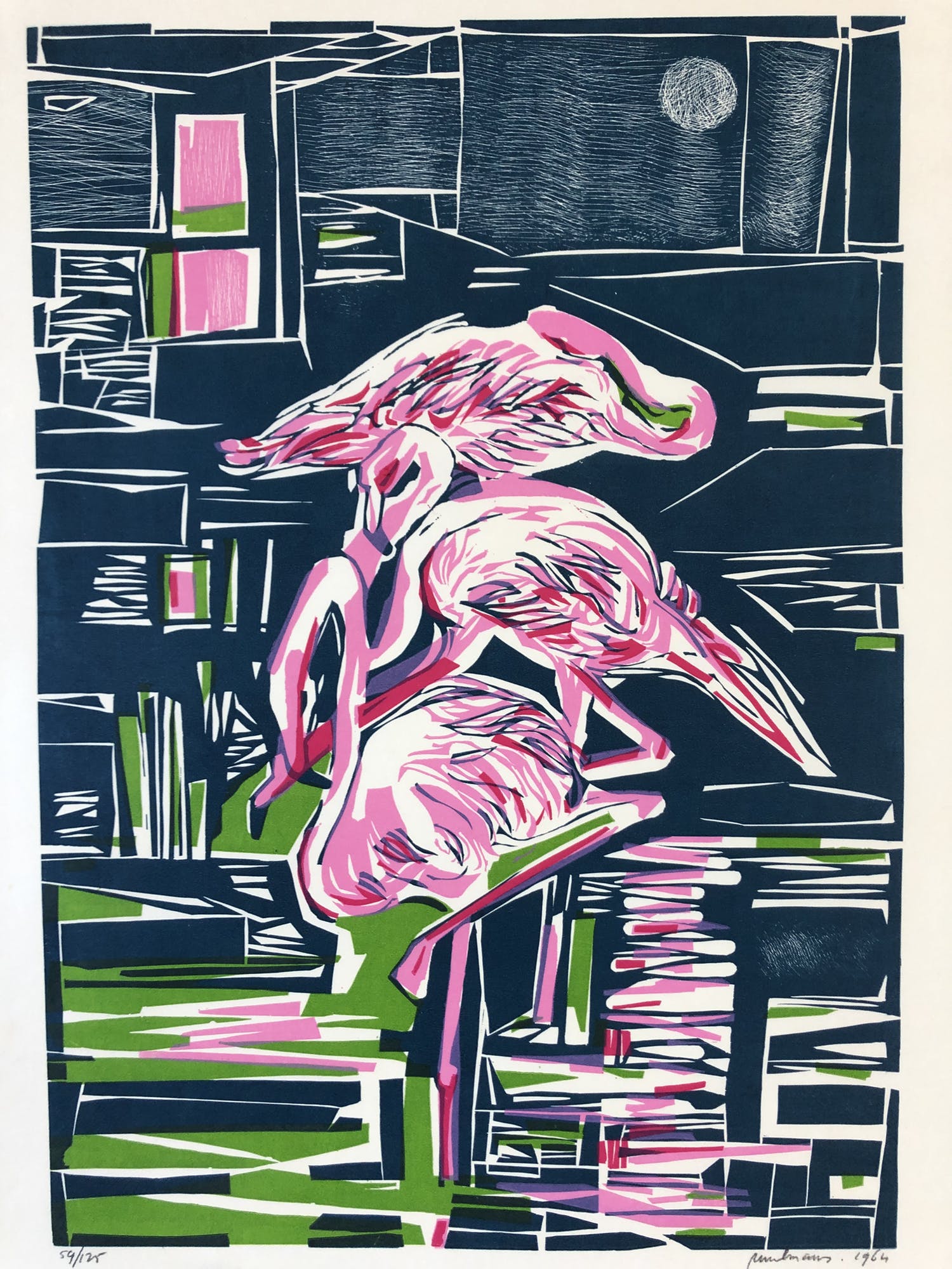 Paul Maas - De drie Flamingo's (1964) Verkocht | Kunstveiling.nl