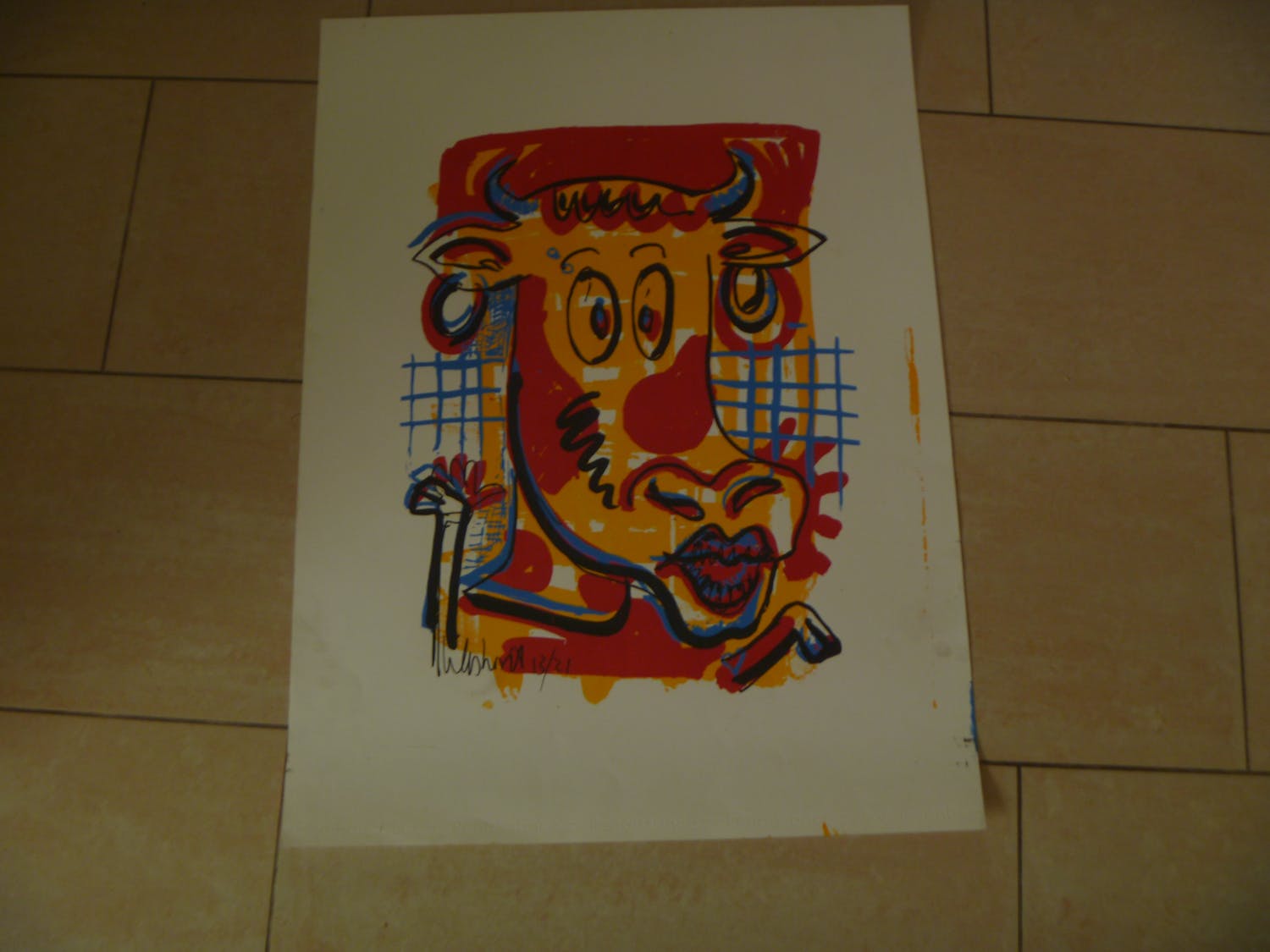 Peter Klashorst - afgeprijsd : cow in red - gesigneerd en genummerd 13/ ...