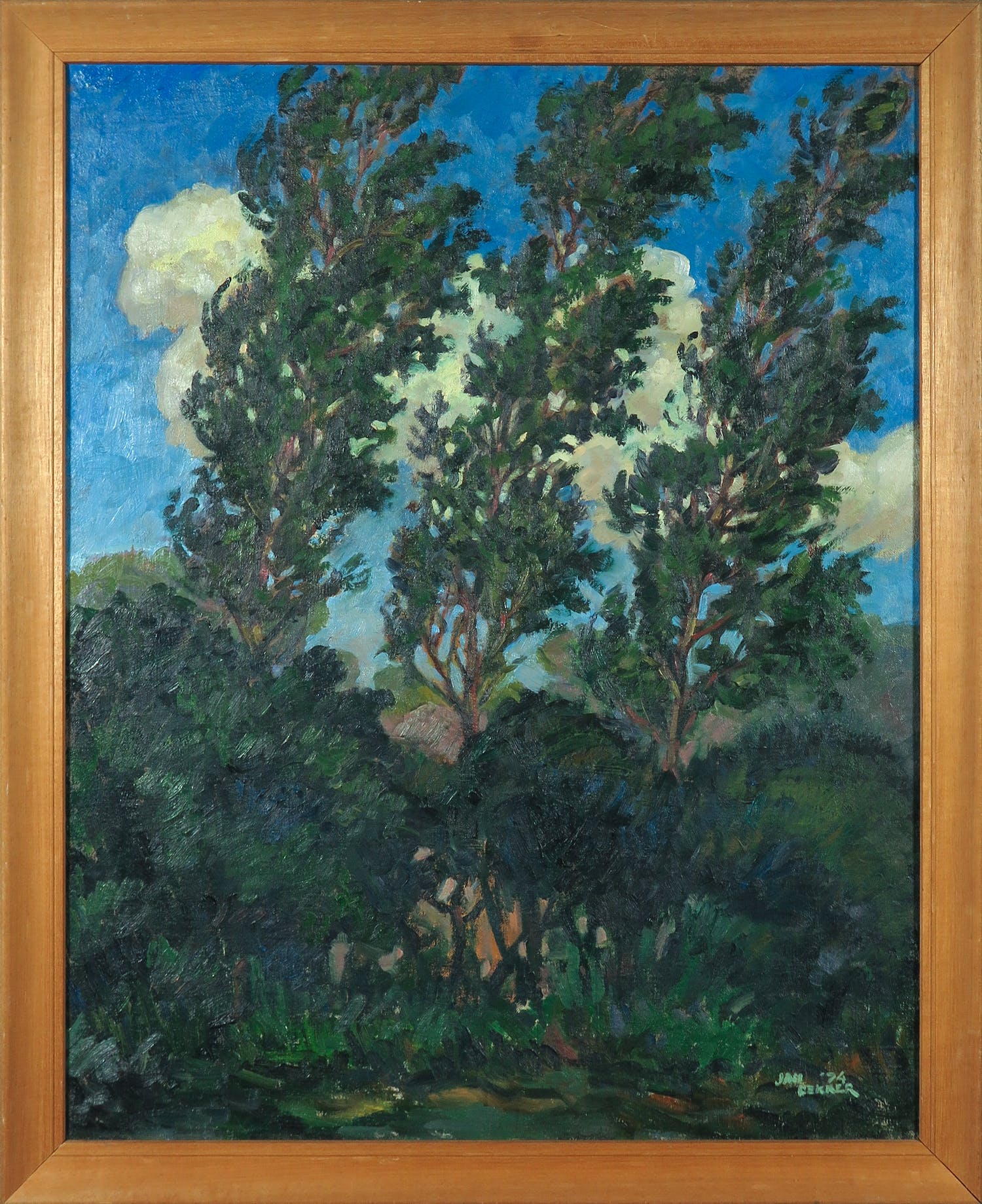 Jan Dekker - Olieverf op doek, Hoge bomen - Ingelijst Verkocht ...