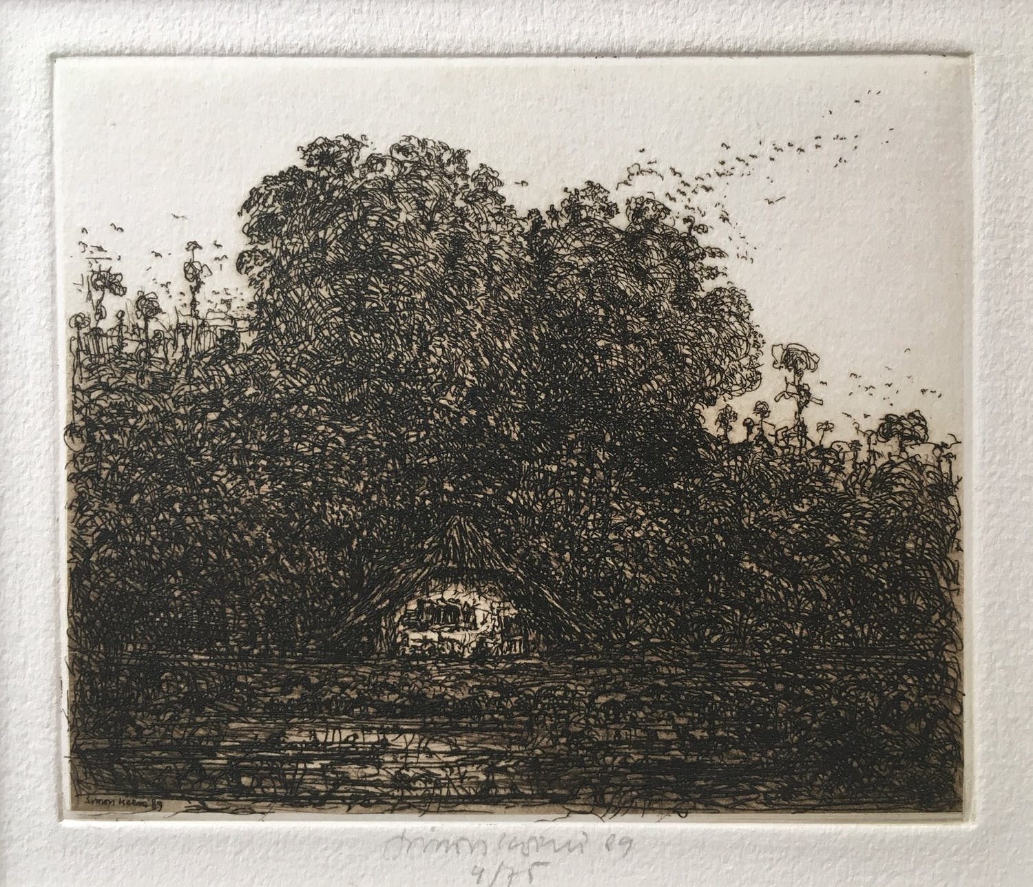 Simon Koene - Bosschage met opvliegende vogels Verkocht | Kunstveiling.nl